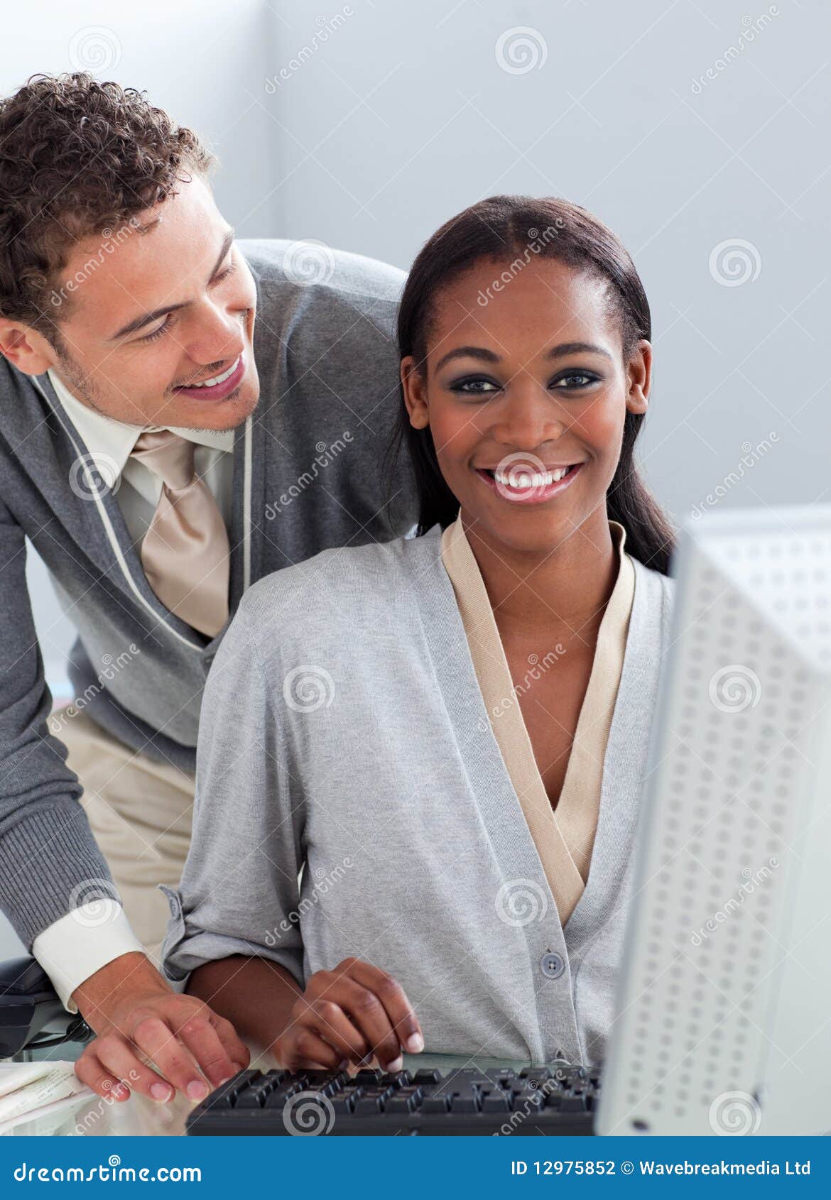 Charming Businessman Helping His Colleague Stock Photo - Image of ...