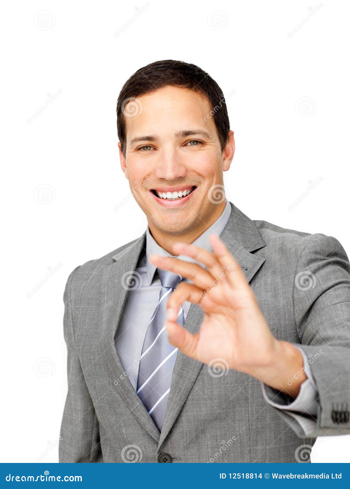 Charming Businessman Showing OK Sign Stock Photo - Image of male, human ...