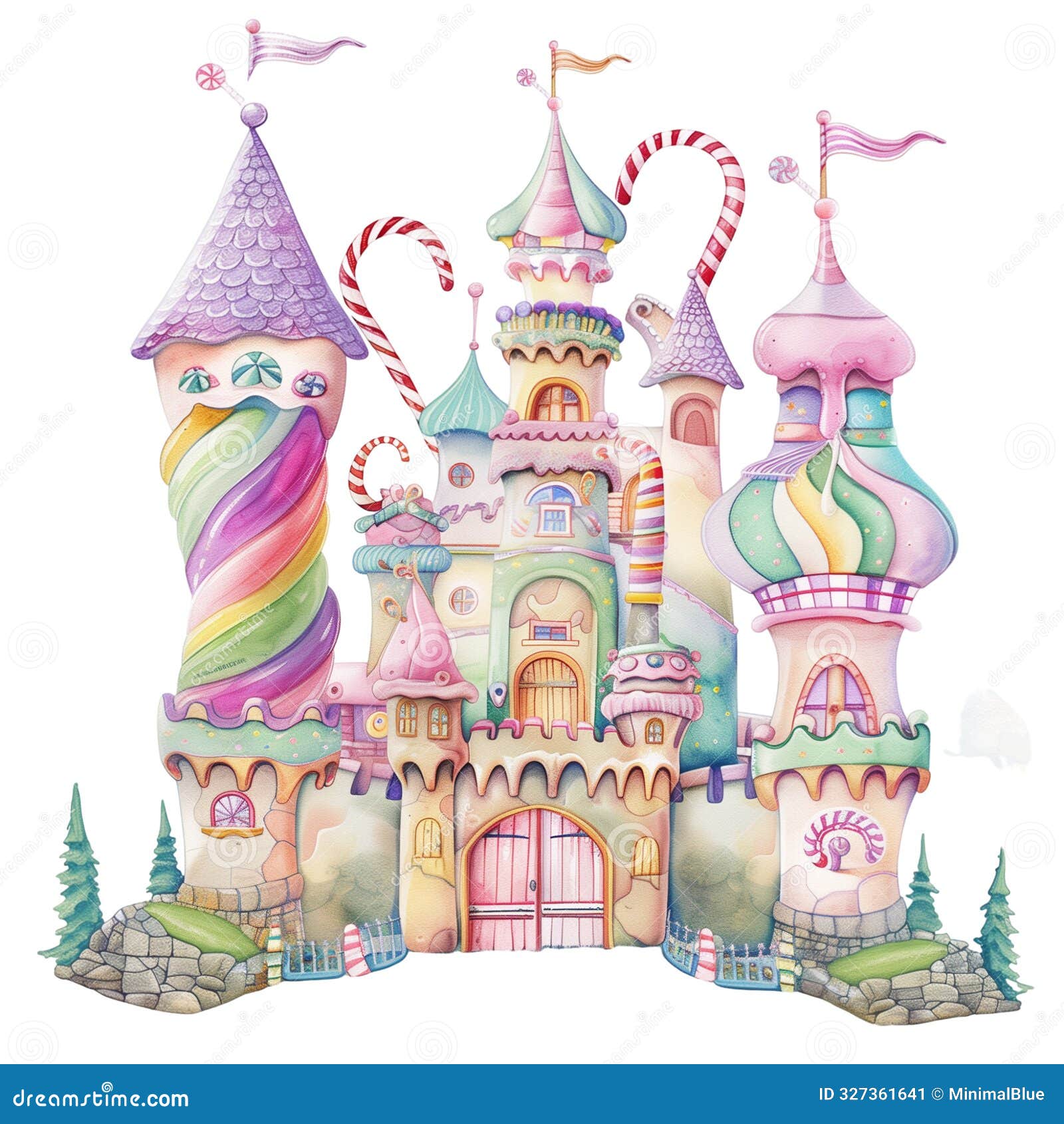 Charming Candy Castle with Twisted Columns and Sweet Decorations in a ...