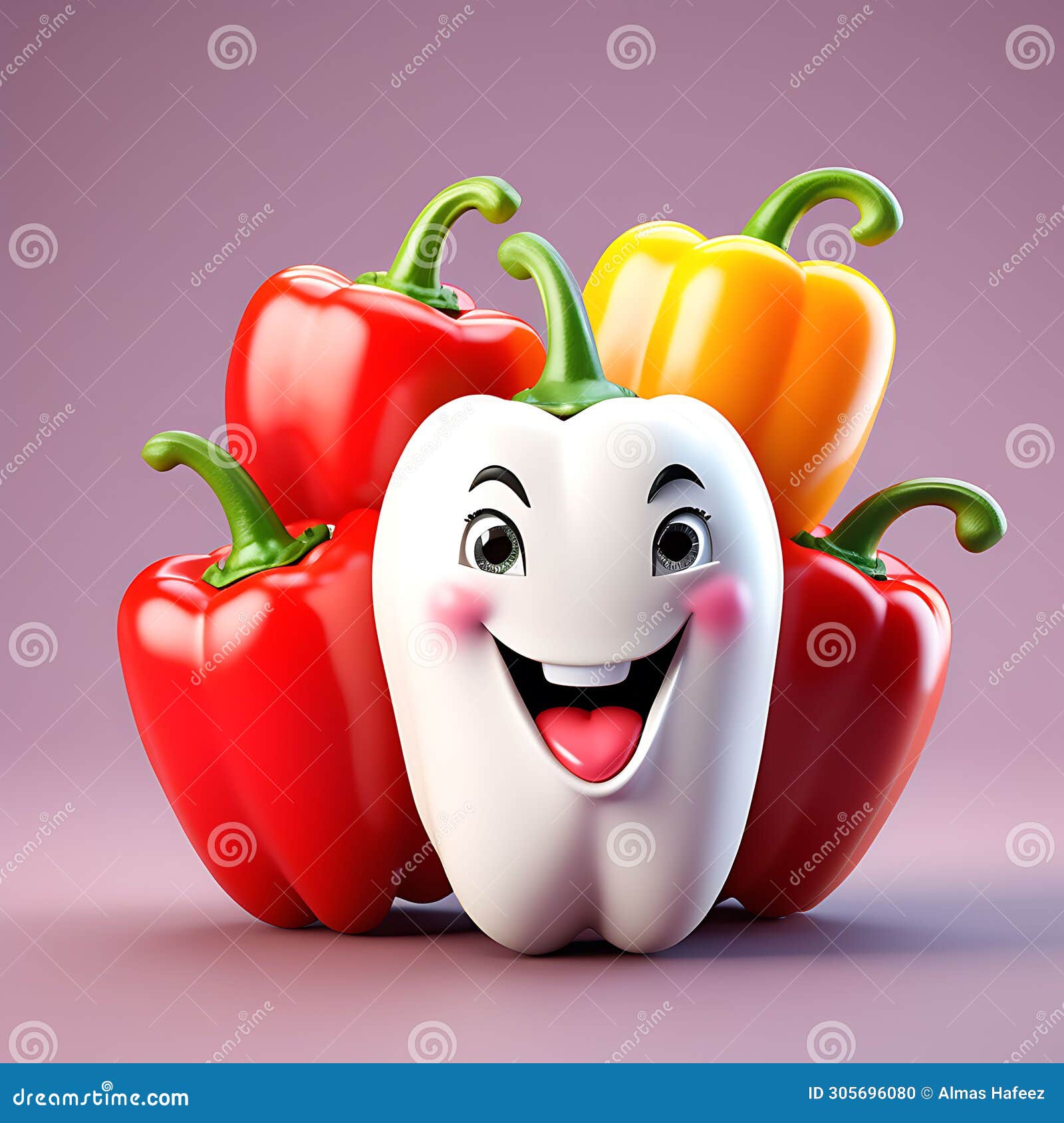 Charming Capsicum: 3D Render of a Cute Capsicum Isolated Against a ...