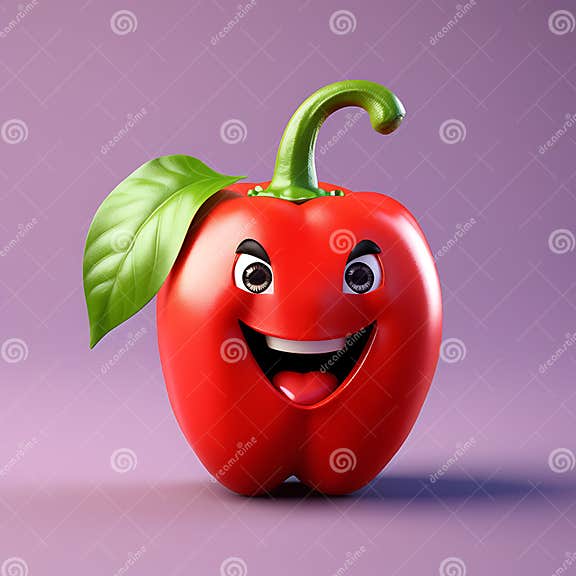Charming Capsicum: 3D Render of a Cute Capsicum Isolated Against a ...