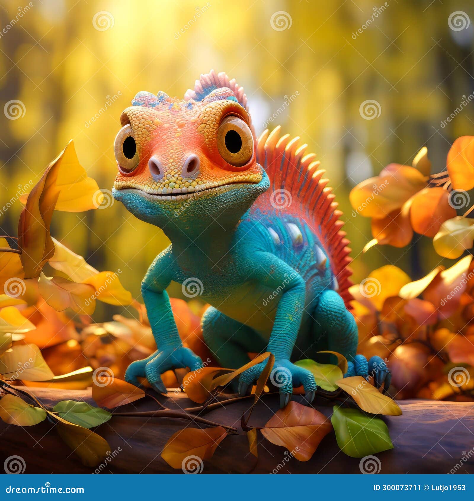 Charming Cartoon Chameleon. Generated Image. Stock Illustration ...