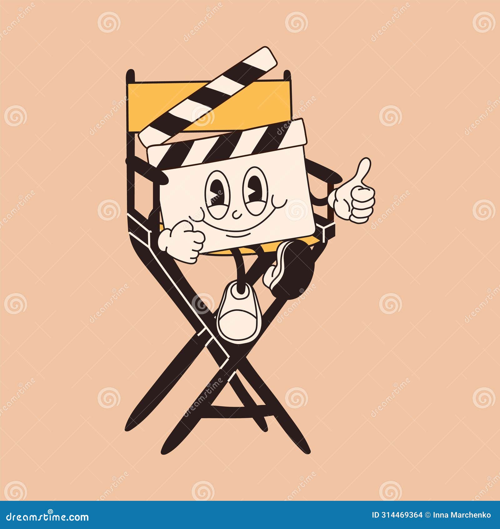 Charming Cartoon Clapperboard Figure, Reminiscent of Classic Animations ...