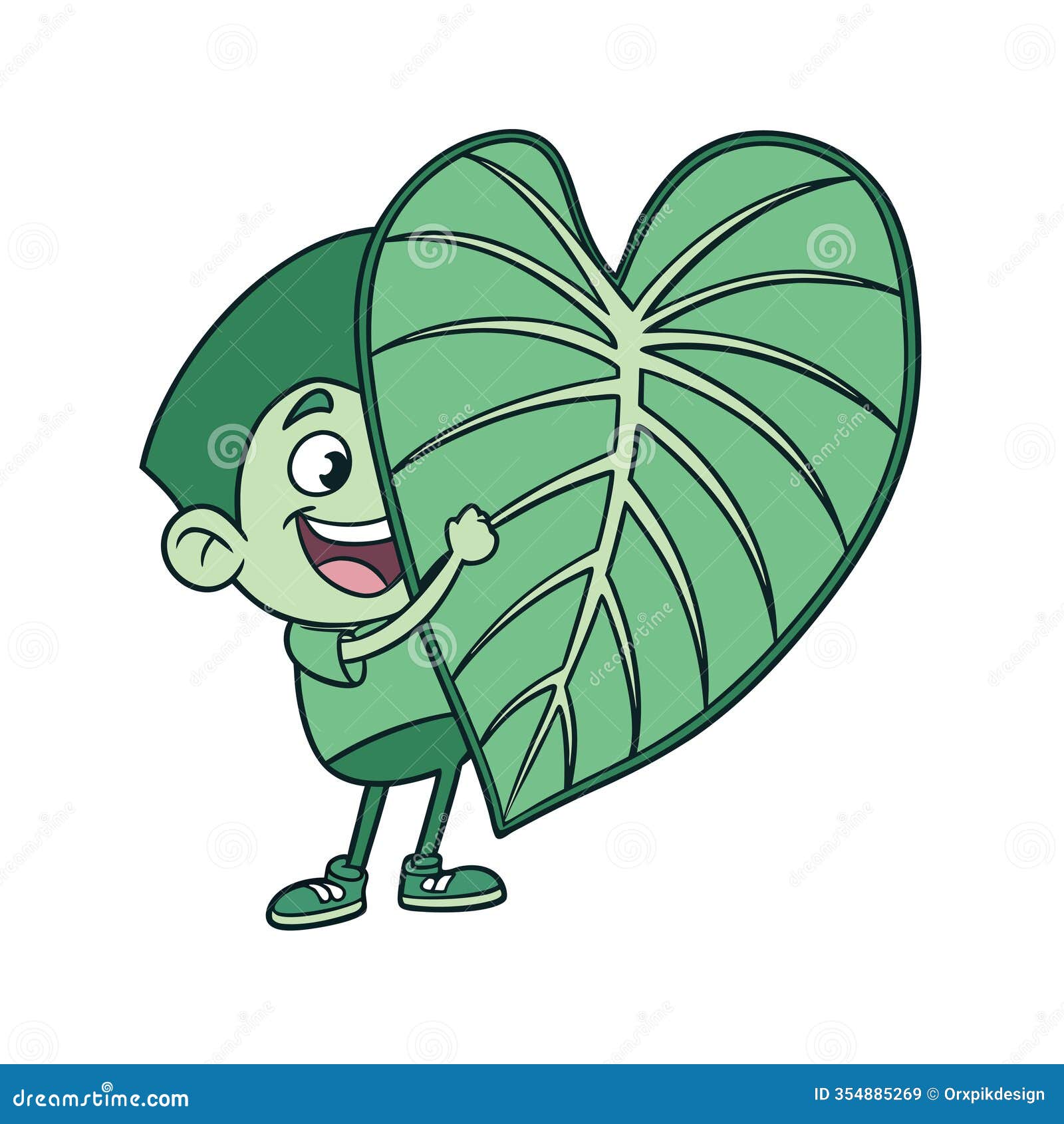 Charming Cartoon Taro Leaf Character | CartoonDealer.com #354885269