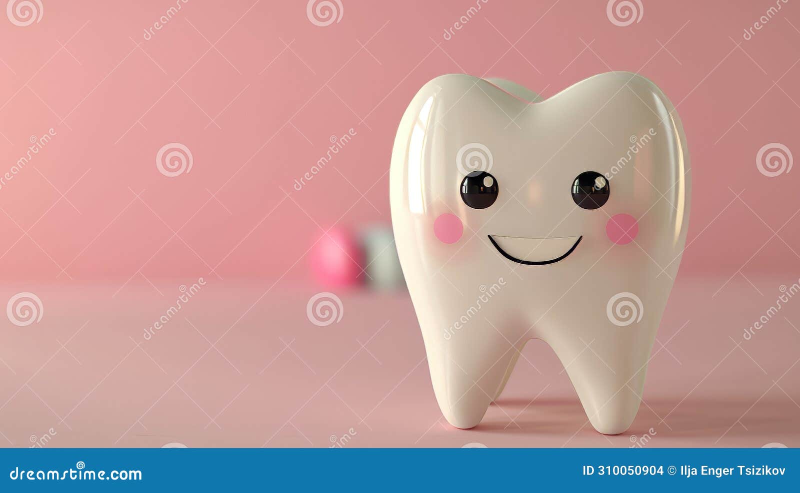 Charming Cartoon Tooth Character on Pastel Background with Room for ...