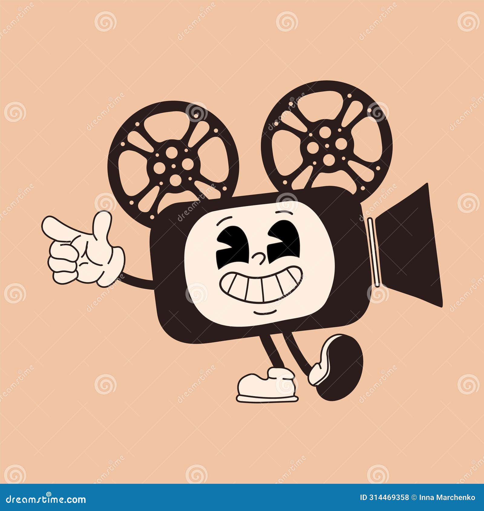 Charming Cartoon Video Camera Figure, Reminiscent of Classic Animations ...