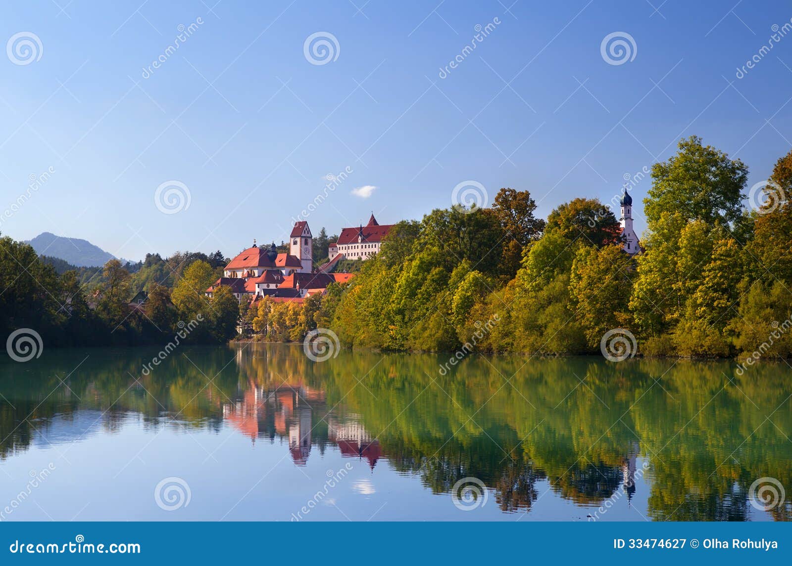 Charming castle in Fussen stock image. Image of river - 33474627