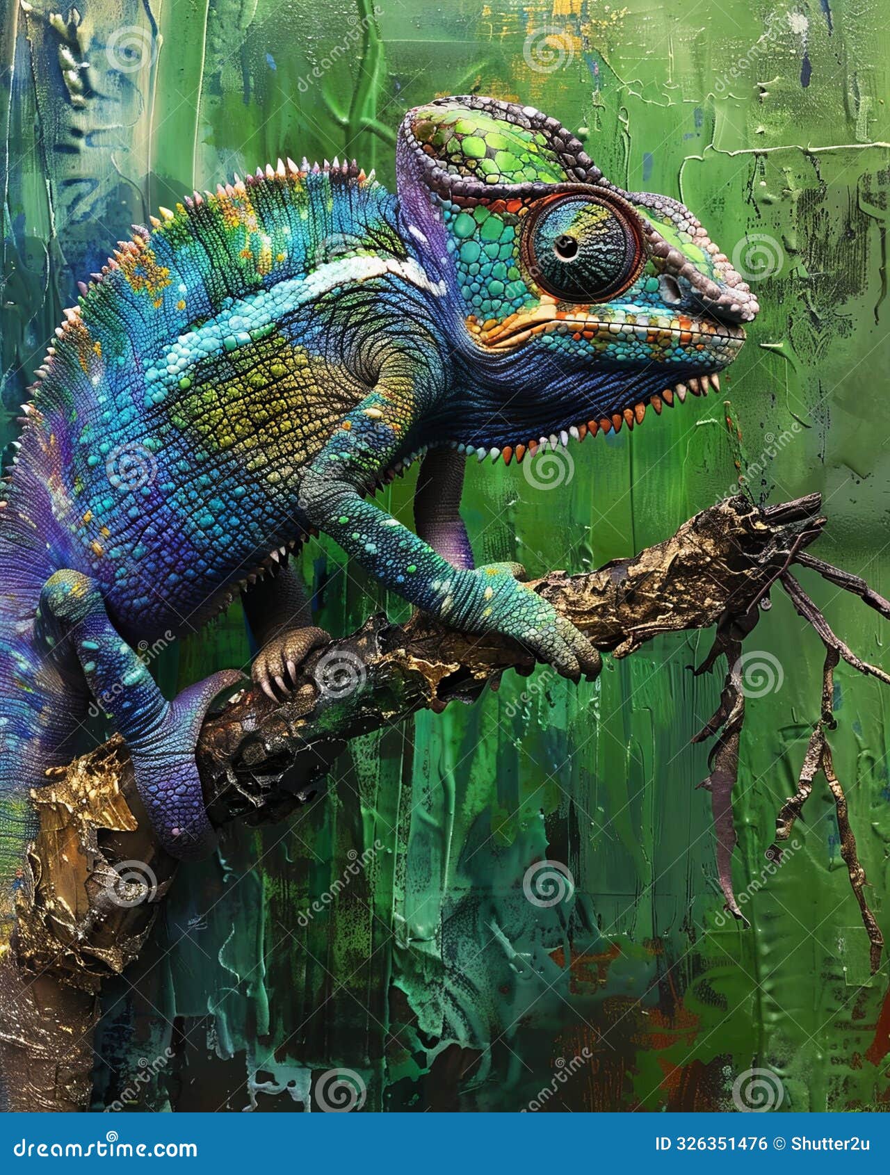 A Charming Chameleon Its Colors Shifting with a Backdrop that ...