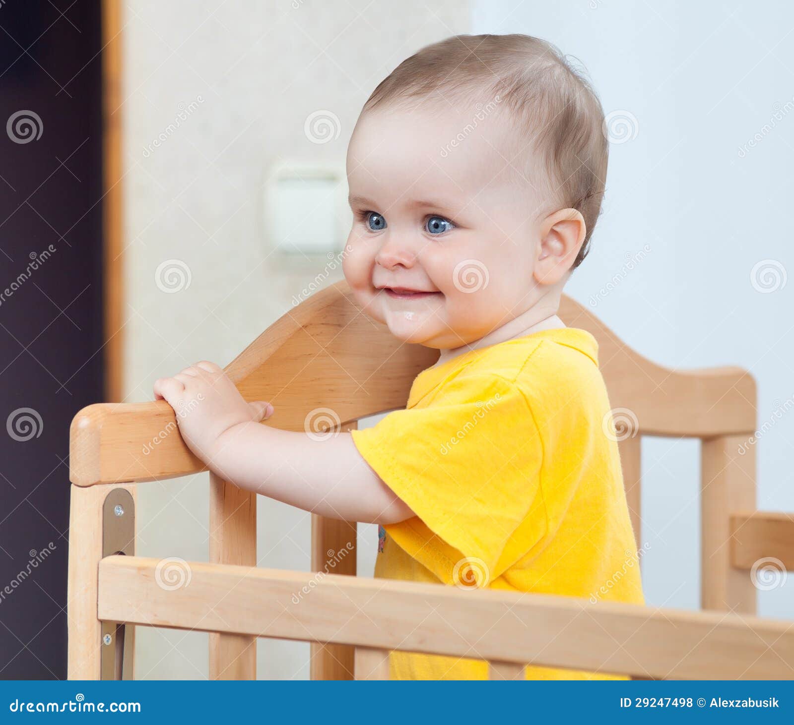 Charming child in the crib stock photo. Image of domestic - 29247498