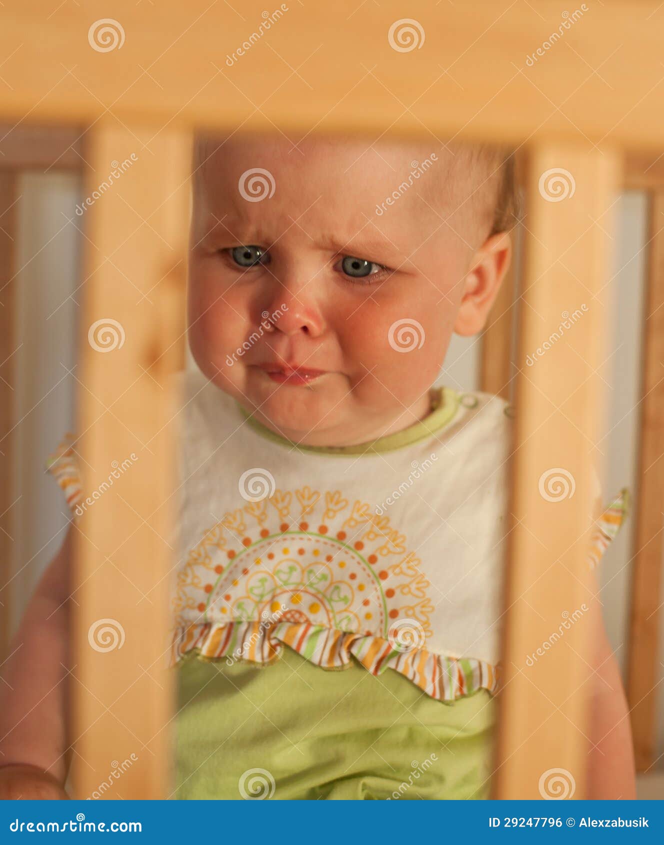 Charming child in the crib stock photo. Image of expression - 29247796