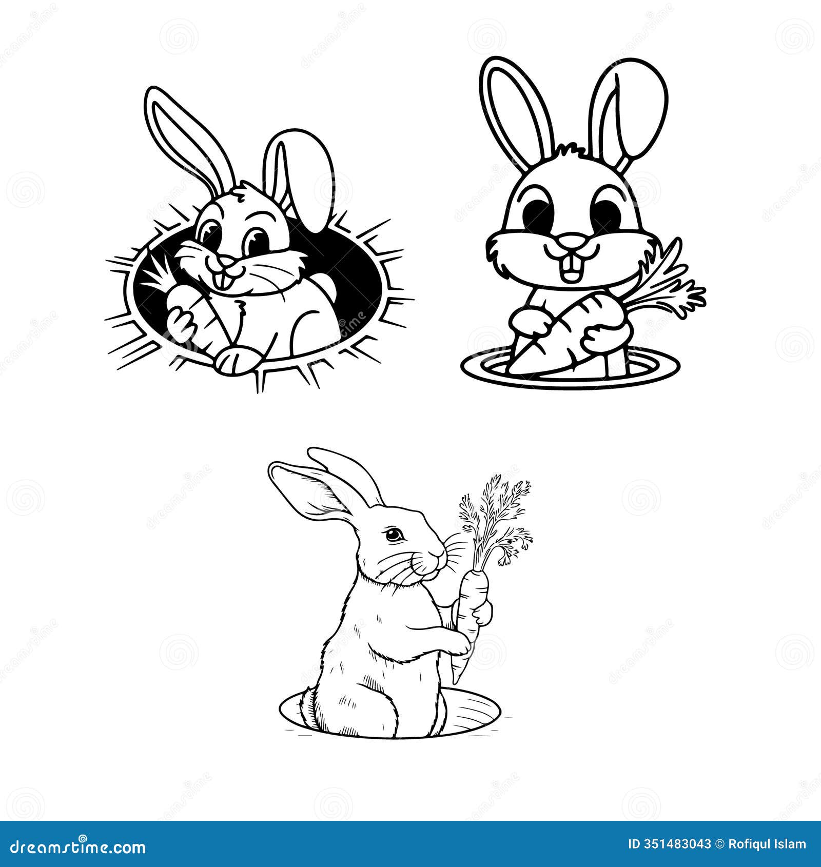 Charming Collection of Line Art Illustrations Featuring Black and White ...