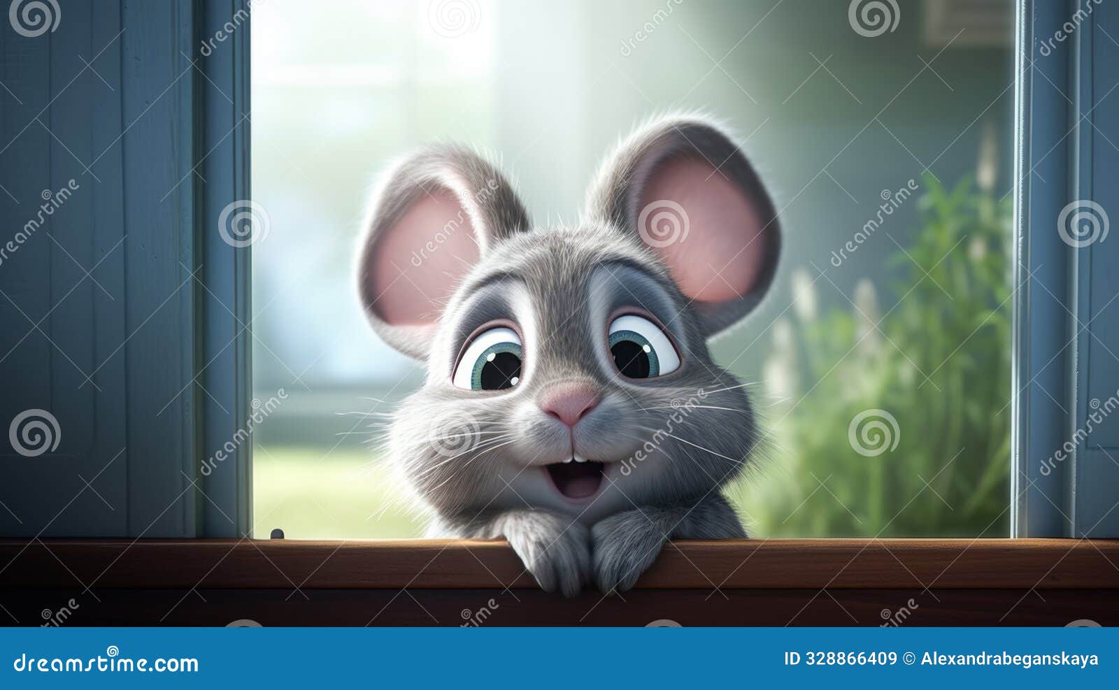 Adorable Cartoon Mouse Peeking through a Window Stock Illustration ...