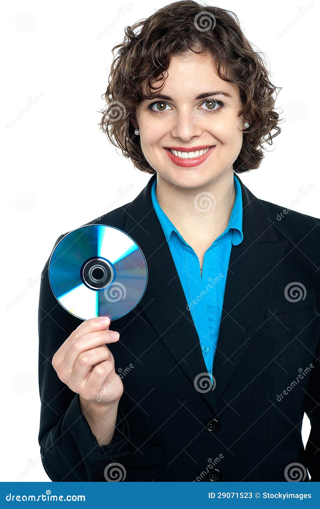 Charming Corporate Lady Holding Data Disc Stock Image - Image of ...