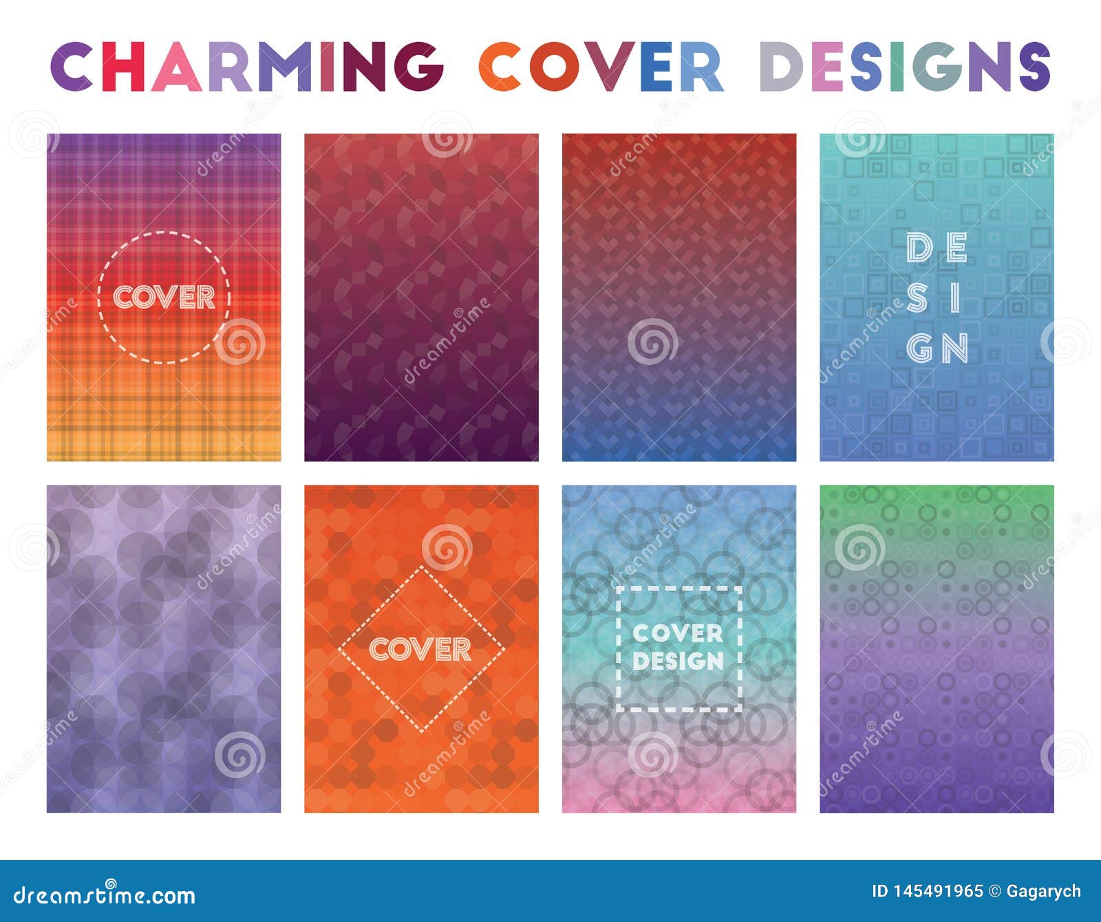 Charming Cover Designs. stock vector. Illustration of geometric - 145491965