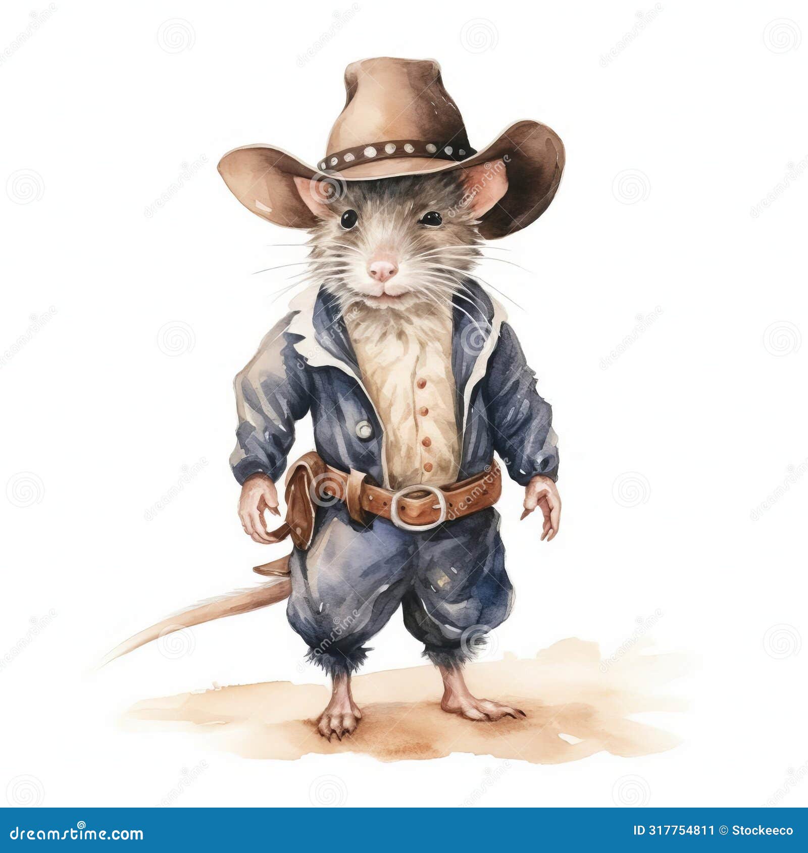 Charming Cowboy Rat in Watercolor Illustration Stock Illustration ... Charming Cowboy Rat in Watercolor Illustration Stock Illustration ...