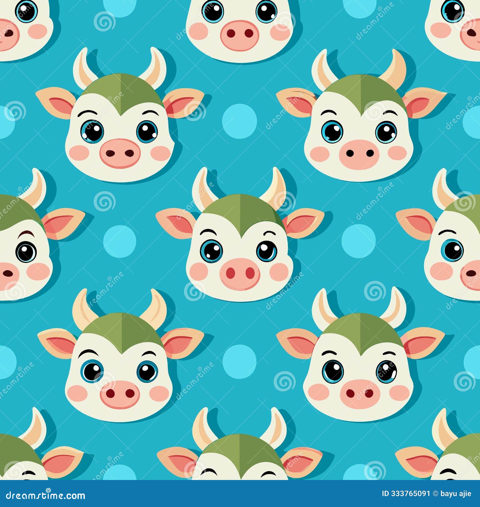 Charming Cows Head Seamless Pattern For Nursery Wall Design. Ai Image ...