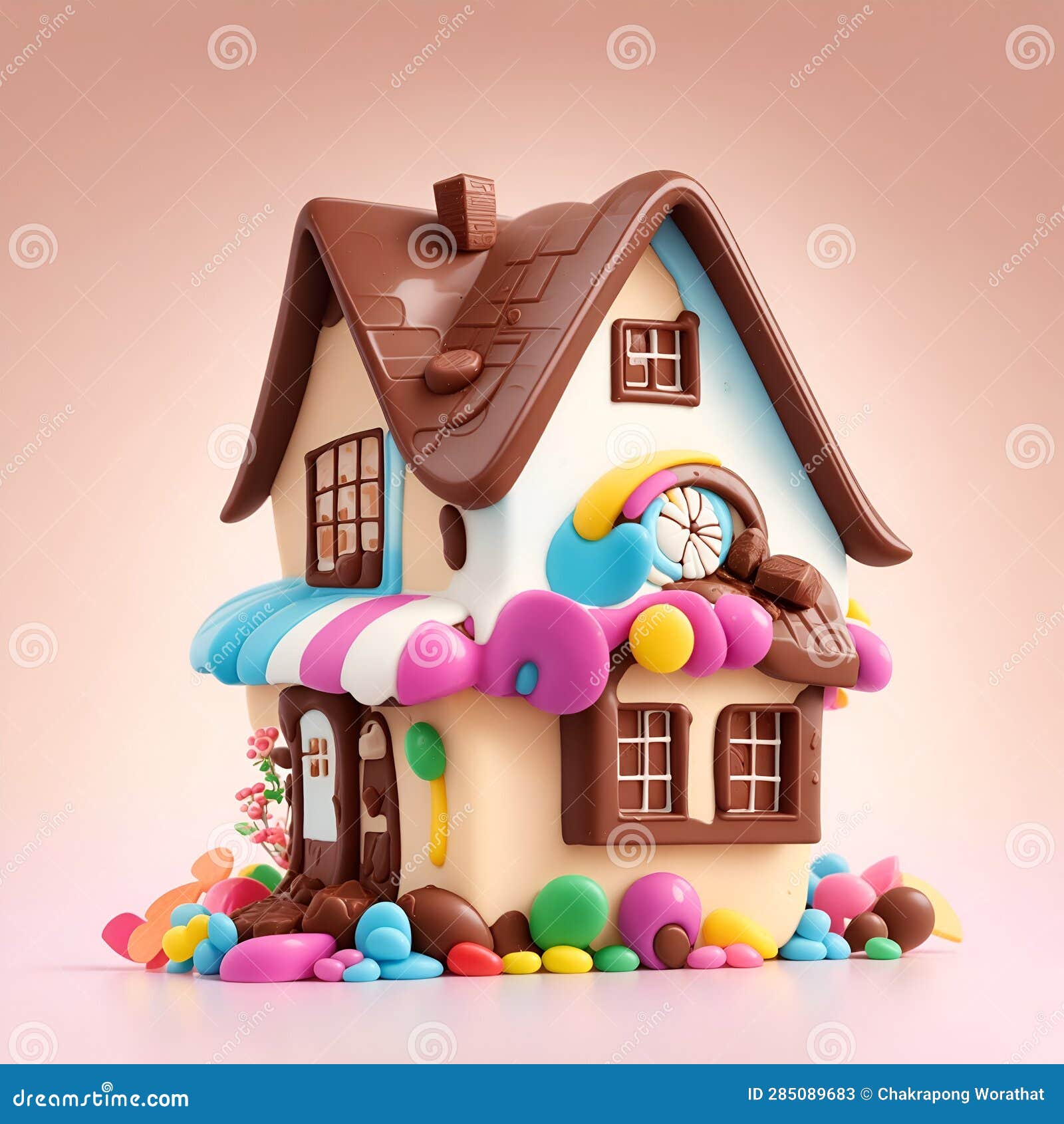 The Charming Cute Chocolate House Vibrant Colors. Generative Ai Stock ...