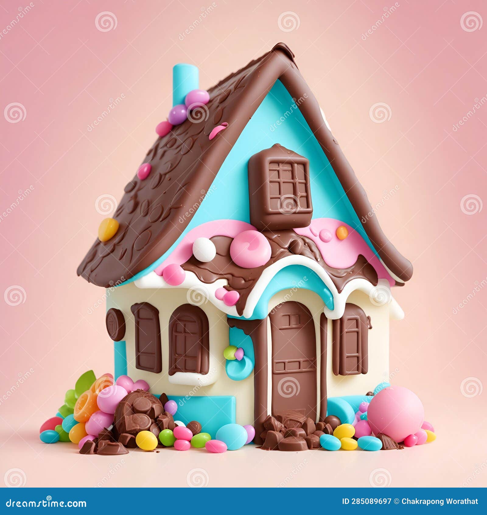 The Charming Cute Chocolate House Vibrant Colors. Generative Ai Stock ...