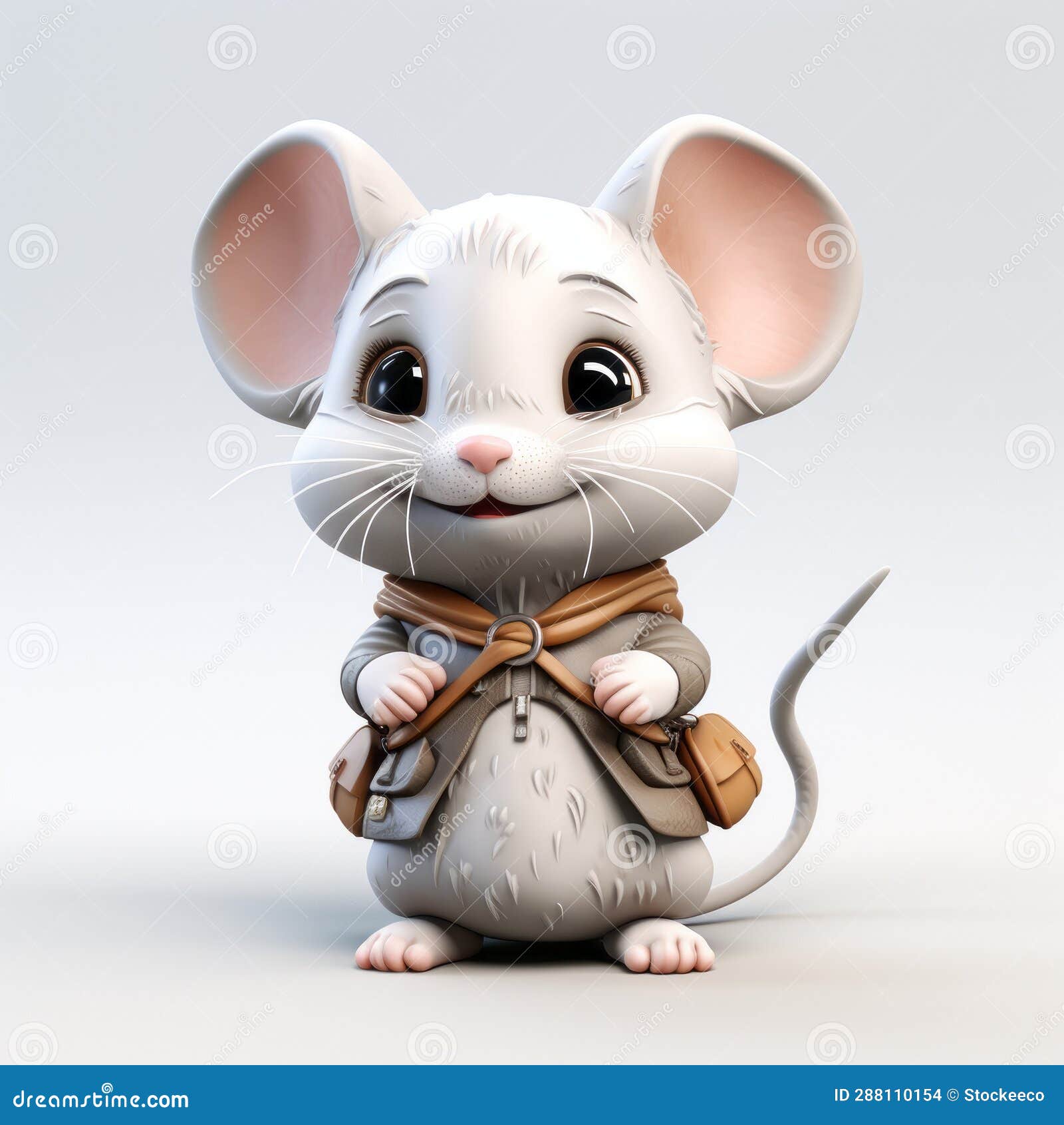 Charming Realism: Cute Mouse 3d Clay Render with Backpack and Coat ...