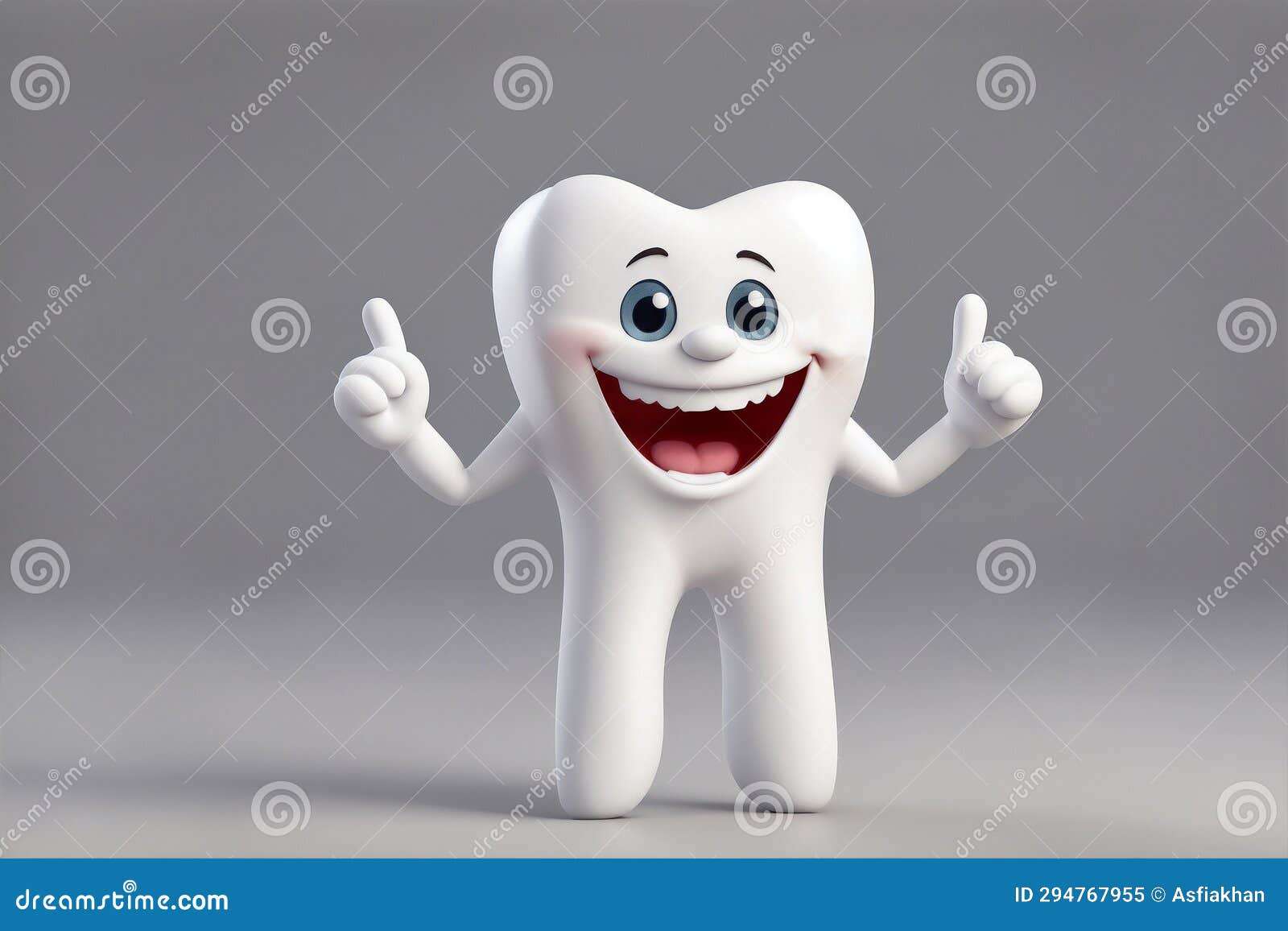 A Charming 3D Render Of A Tooth On White Background In The Form Of An ...