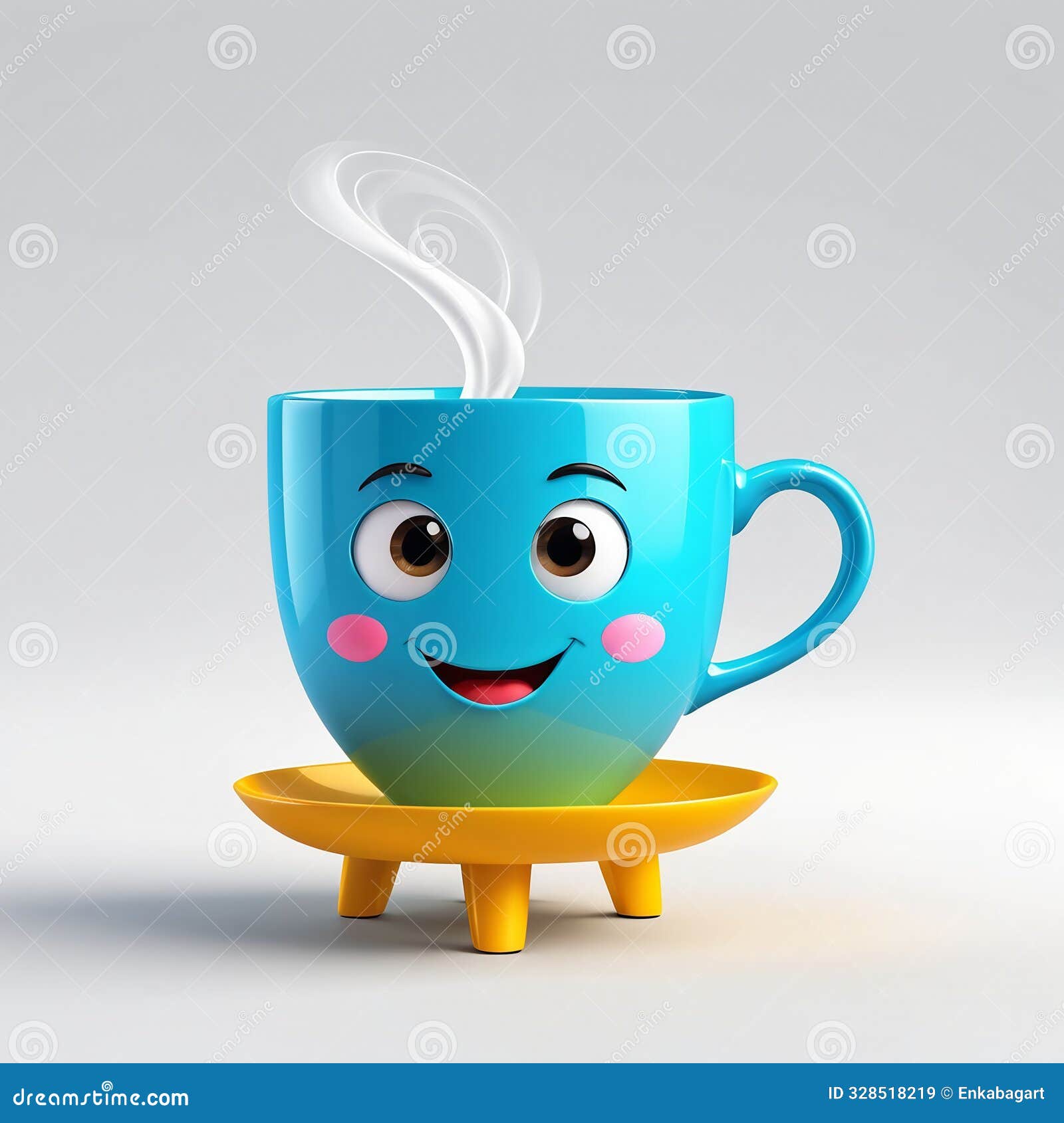 Happy Tea Cup Character stock illustration. Illustration of adorable ...