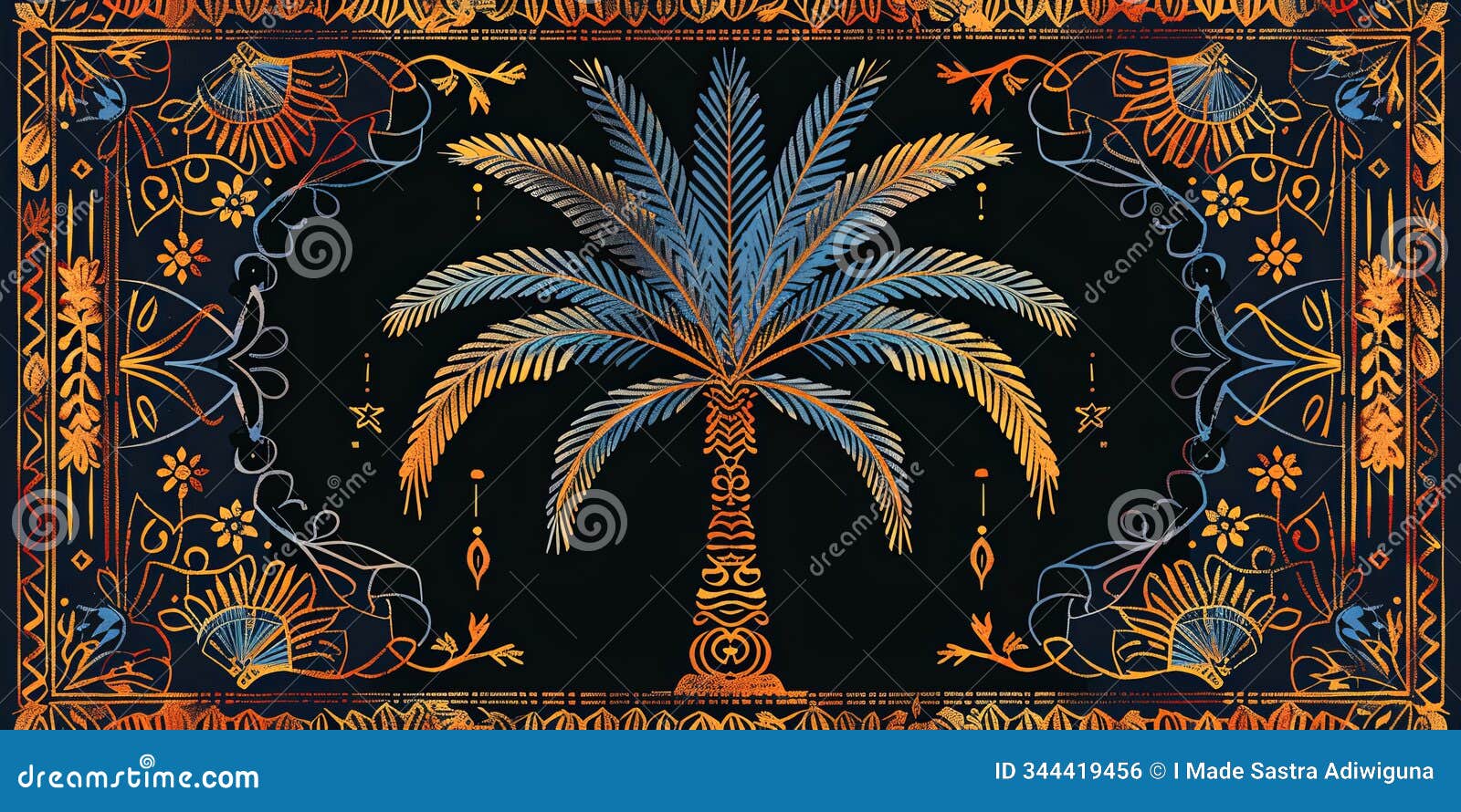 Charming Date Palm Tree Drawing Inspired by Middle Eastern Folk Art AI ...