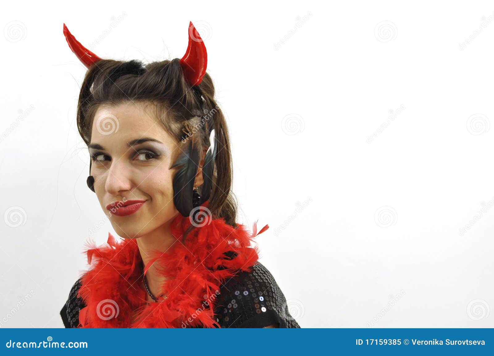 Charming Demon Looking Aside Stock Image - Image of accessory, female ...