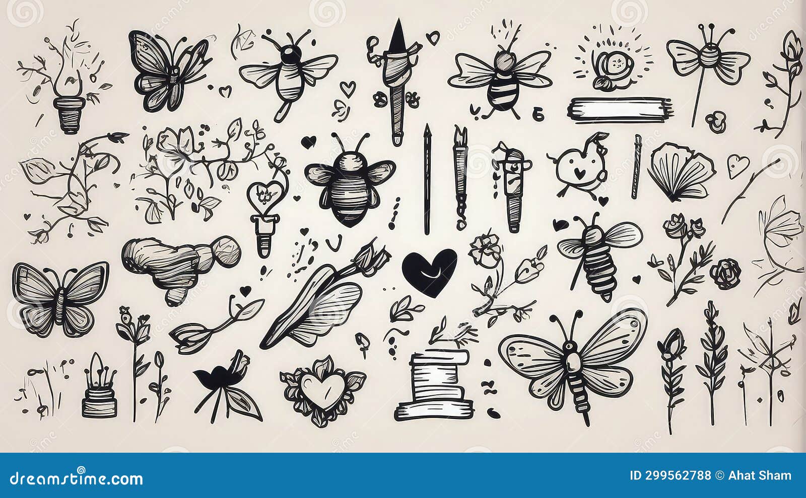 "Charming Doodles: a Captivating Set of Cute Pen Line Elements for ...