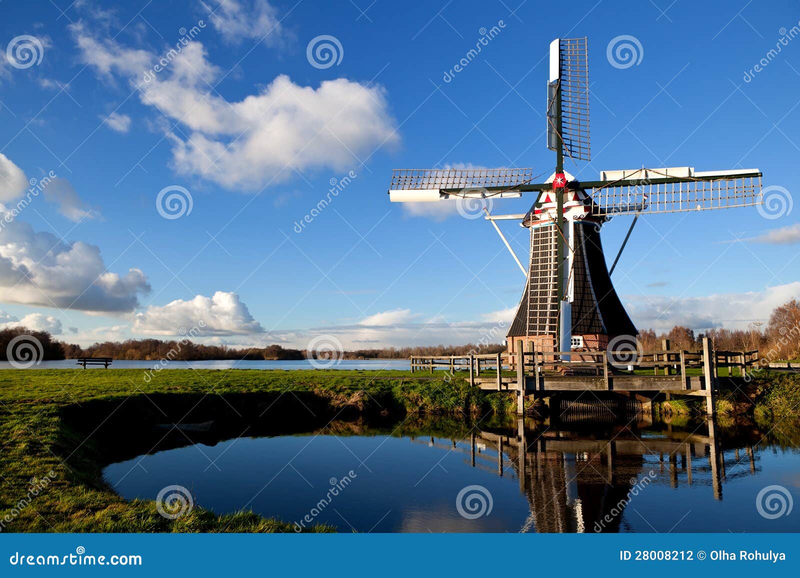 Charming Dutch windmill stock photo. Image of mill, cloudscape - 28008212