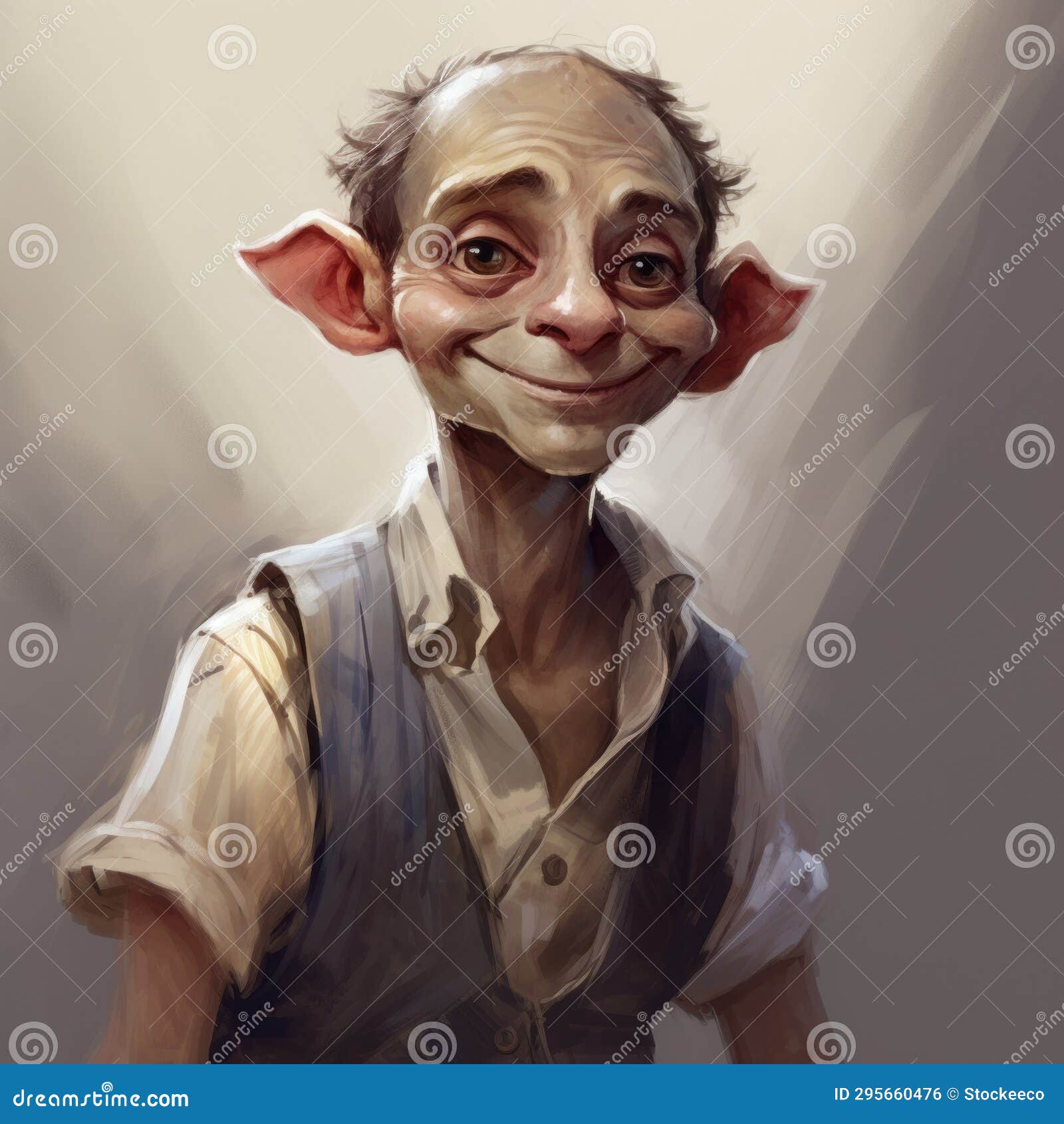 Charming Dwarven Elf Drawing with Painterly Quality Stock Illustration ...