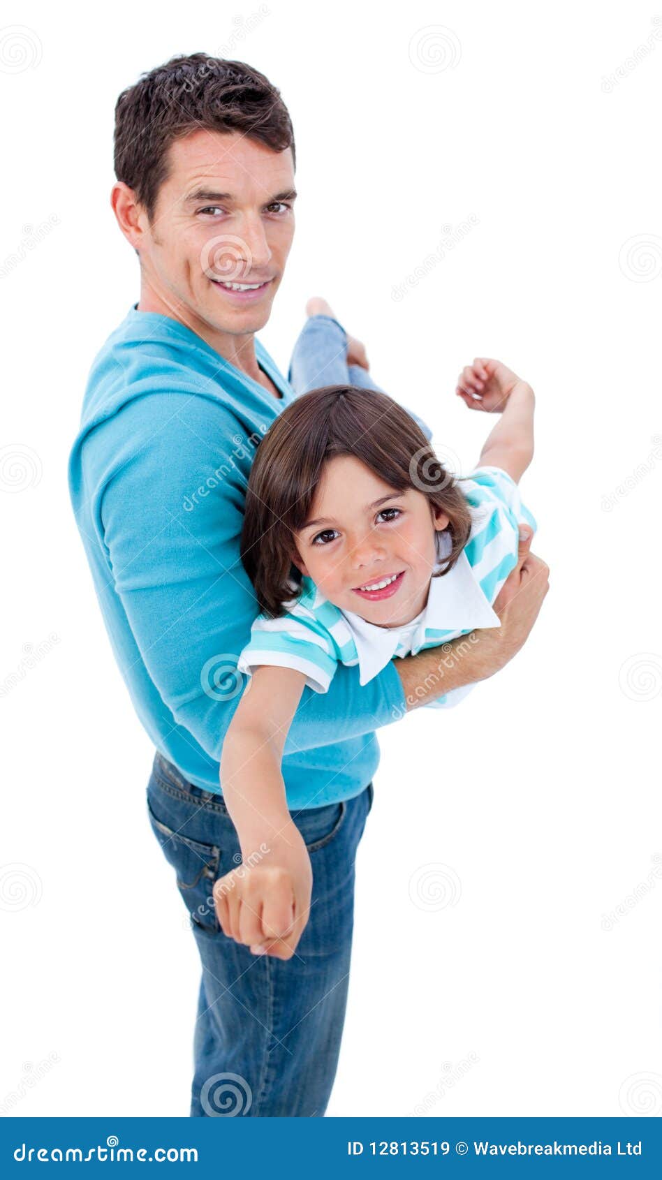 Charming Father Giving His Son Piggyback Ride Stock Image - Image of ...