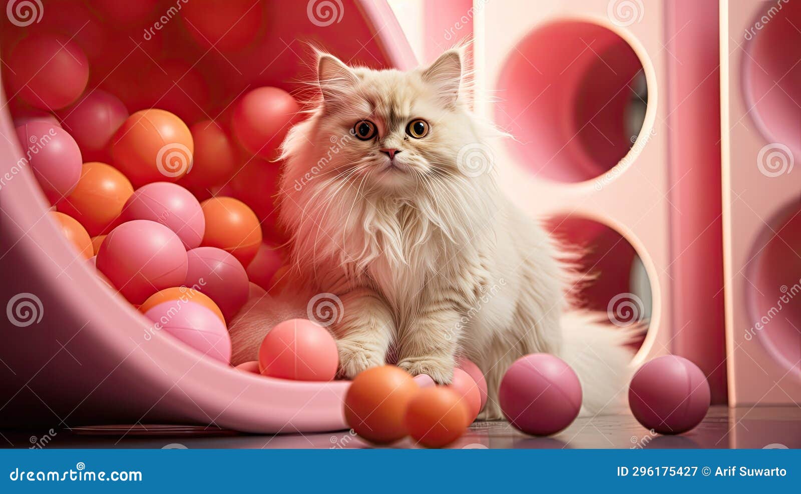 Charming Feline Curiously Explores Pink Environment with Adorable ...