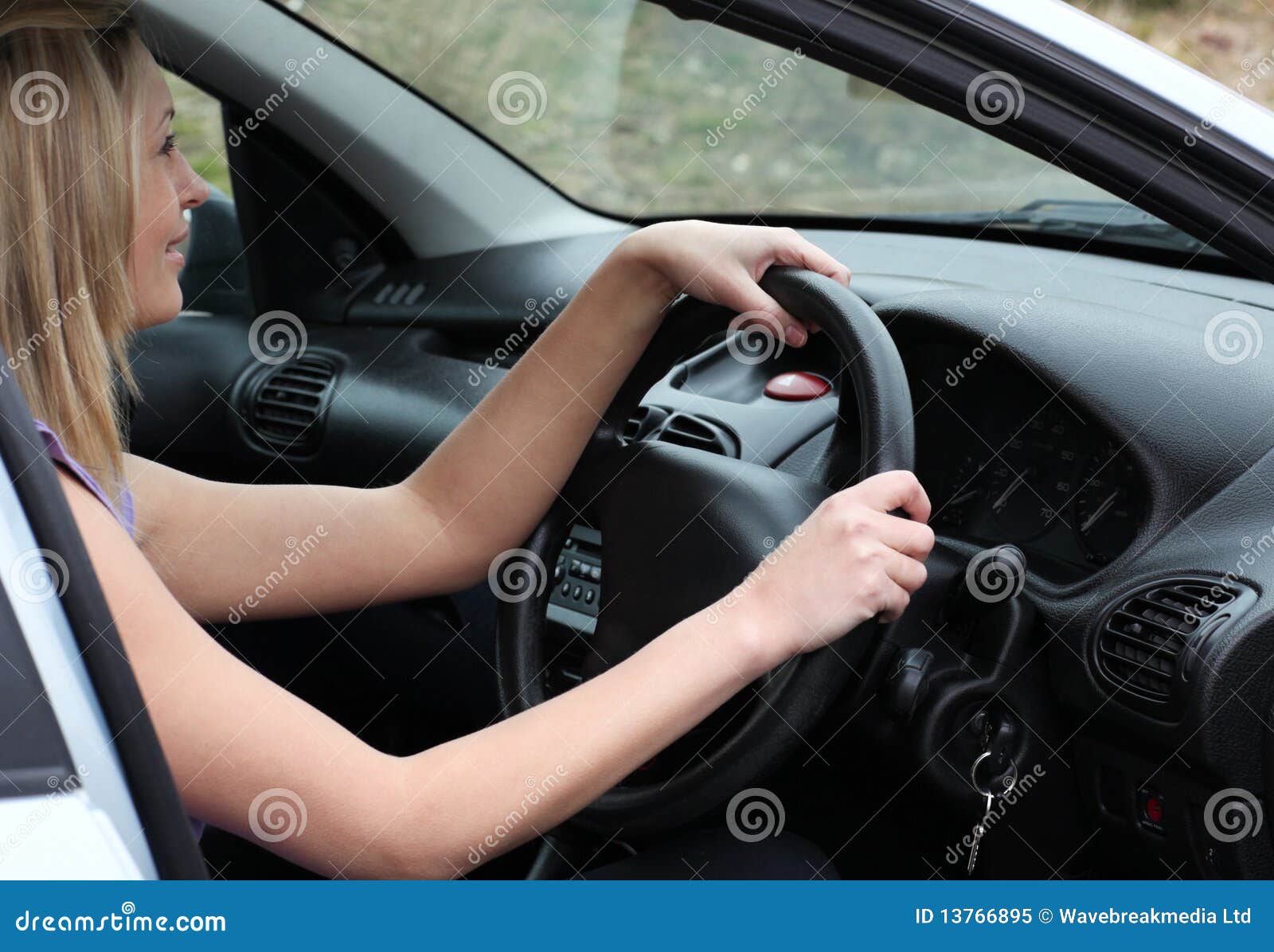 Charming Female Driver at the Wheel Stock Image - Image of girl ...
