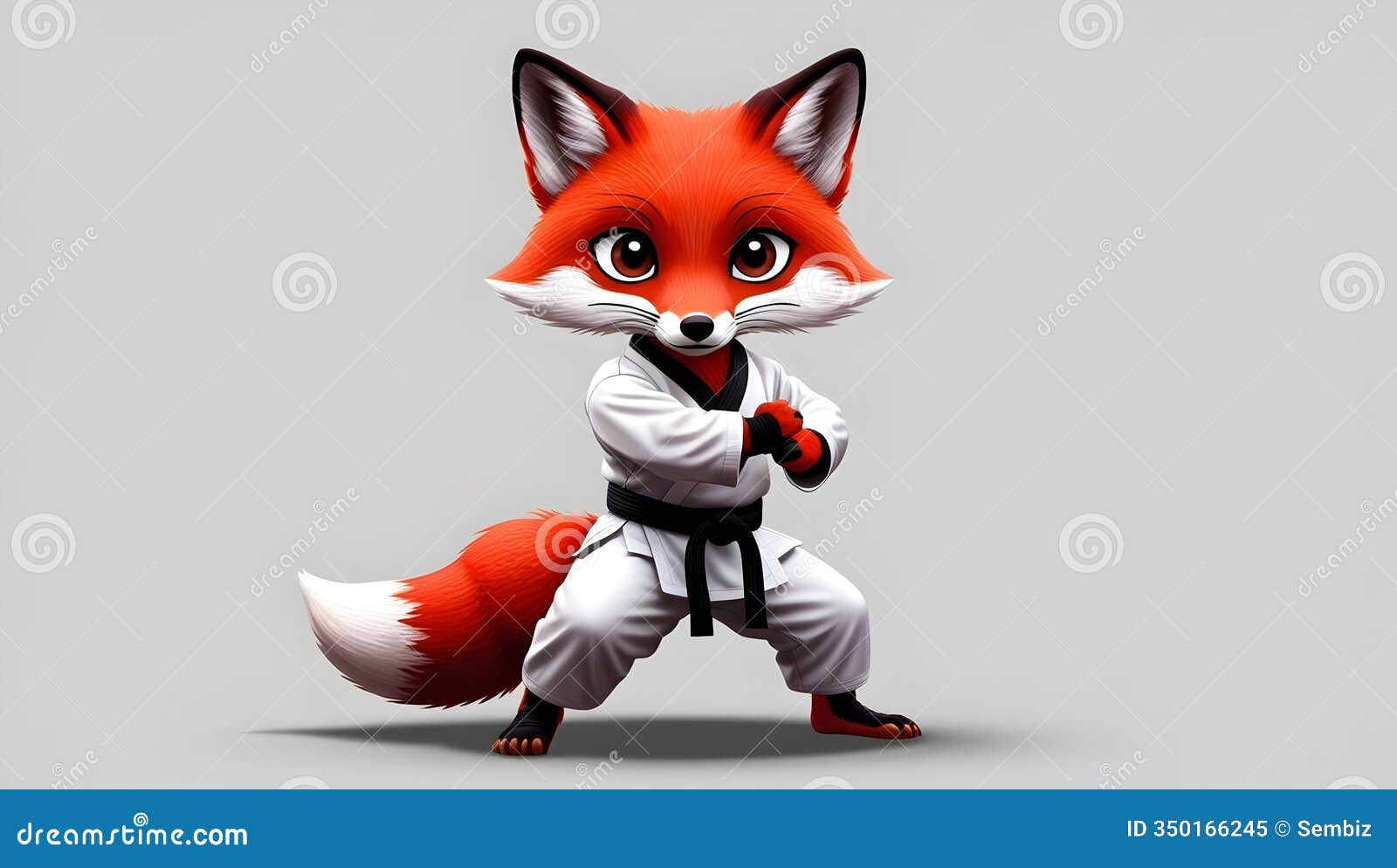 Charming Fox in Karate Outfit Striking a Powerful Pose on White ...