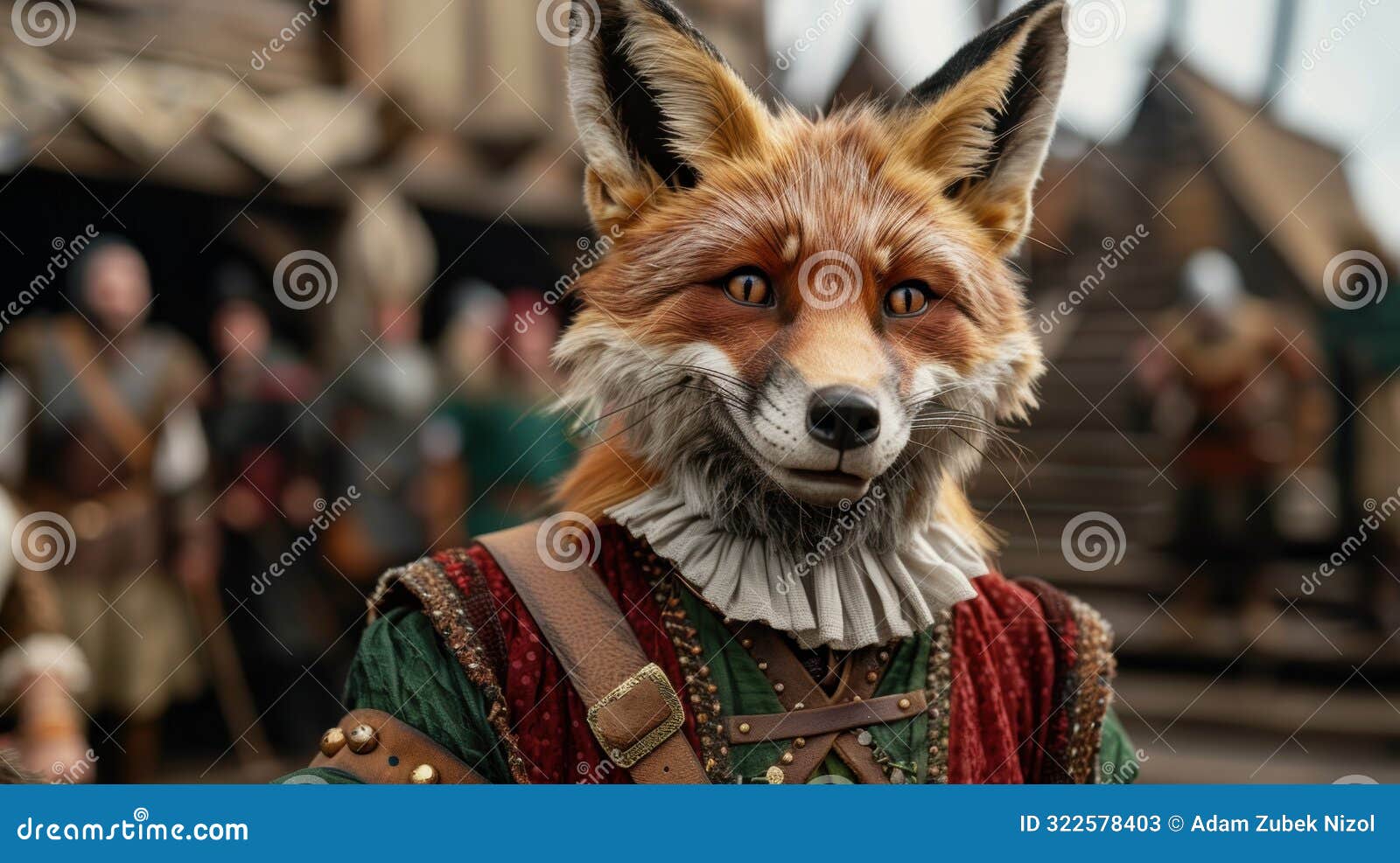 Charming Fox in Medieval Costume Stock Illustration - Illustration of ...