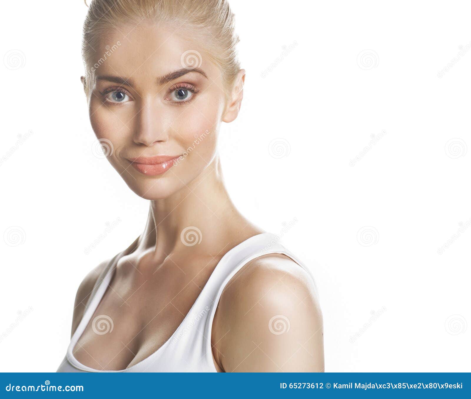 Charming Fresh Woman Presenting Perfect Complexion Stock Photo - Image ...
