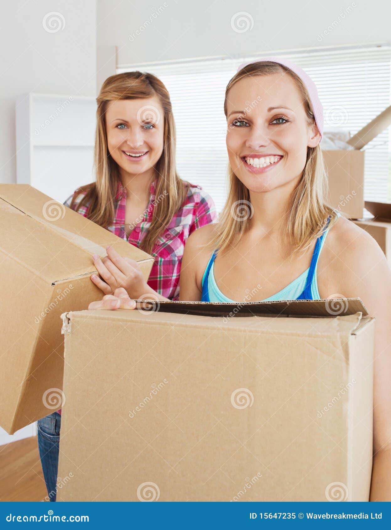 Charming Friends Holding Boxes Stock Image - Image of homeowner, house ...