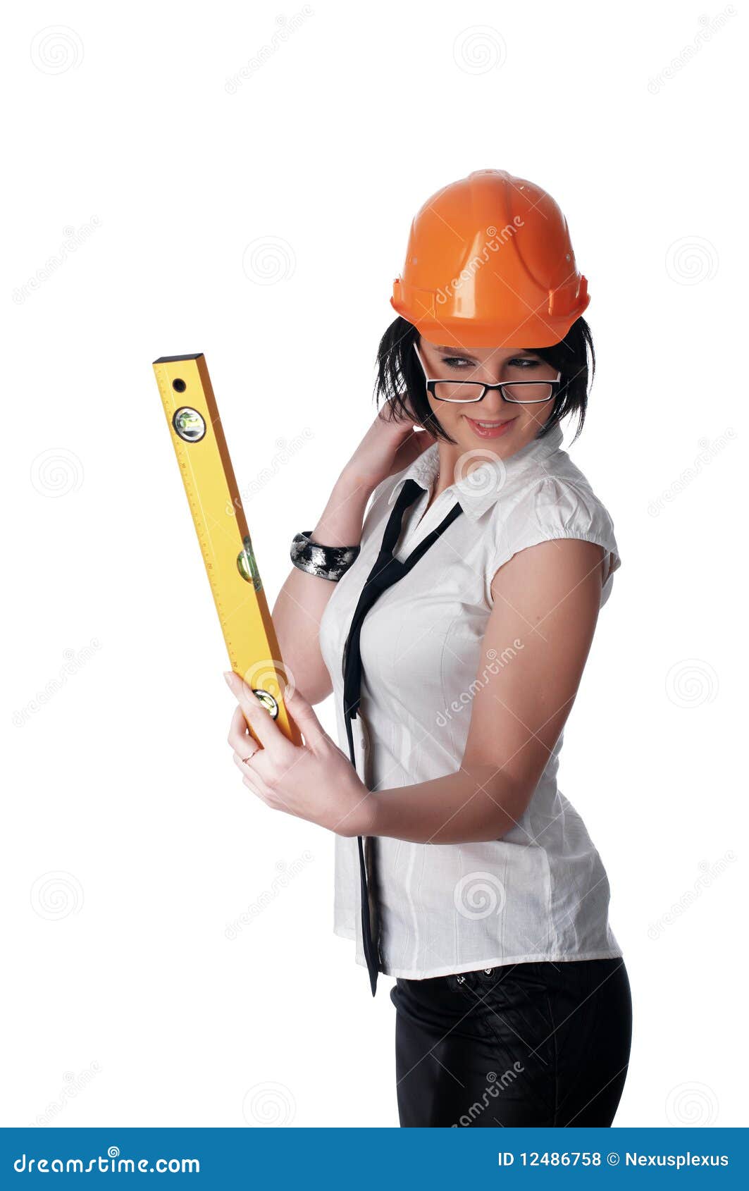 Charming girl the builder stock photo. Image of isolated - 12486758