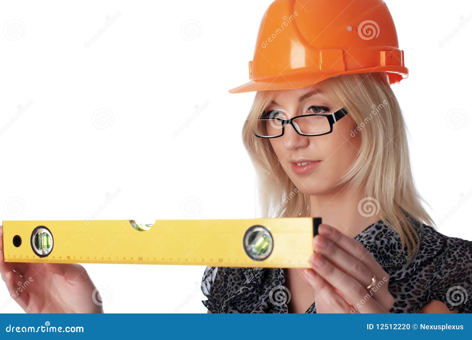 The Charming Girl the Builder Stock Photo - Image of female, plans ...