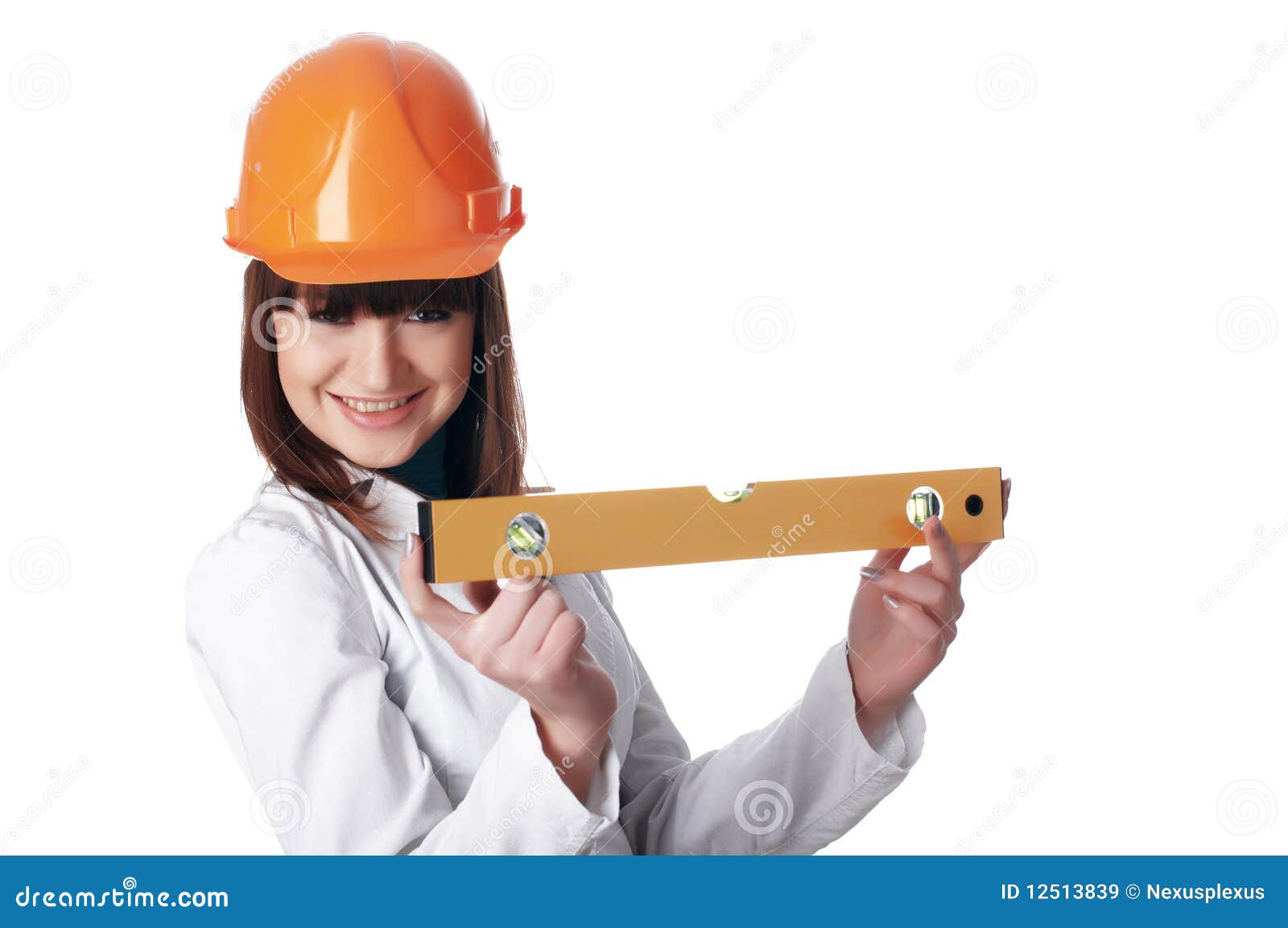 Charming girl the builder stock image. Image of construction - 12513839