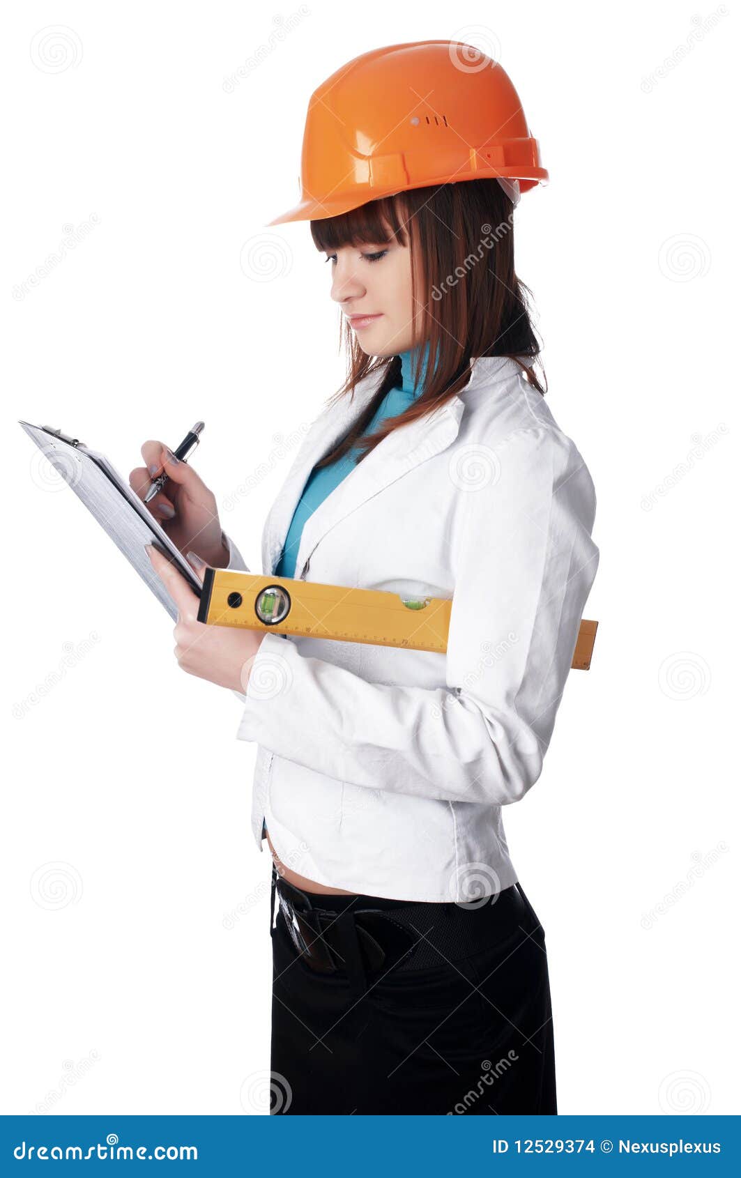 Charming girl the builder stock photo. Image of hair - 12529374