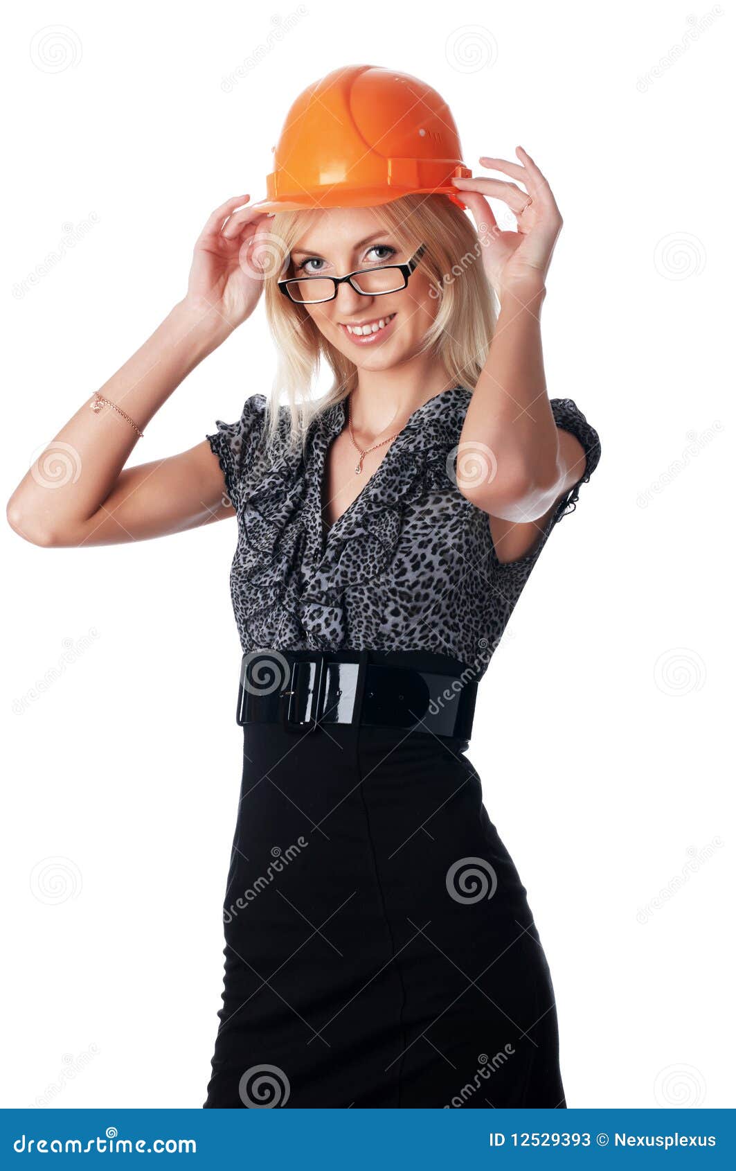 The Charming Girl the Builder Stock Image - Image of people, girl: 12529393