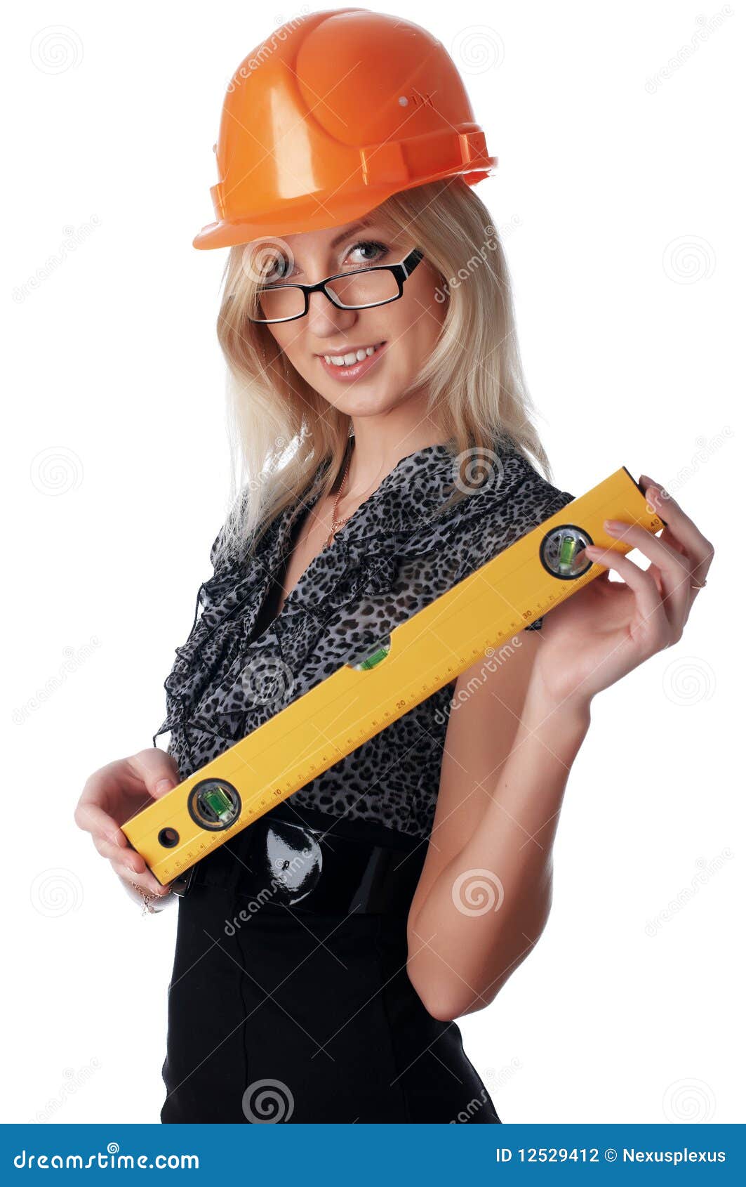 The Charming Girl the Builder Stock Photo - Image of handsome ...