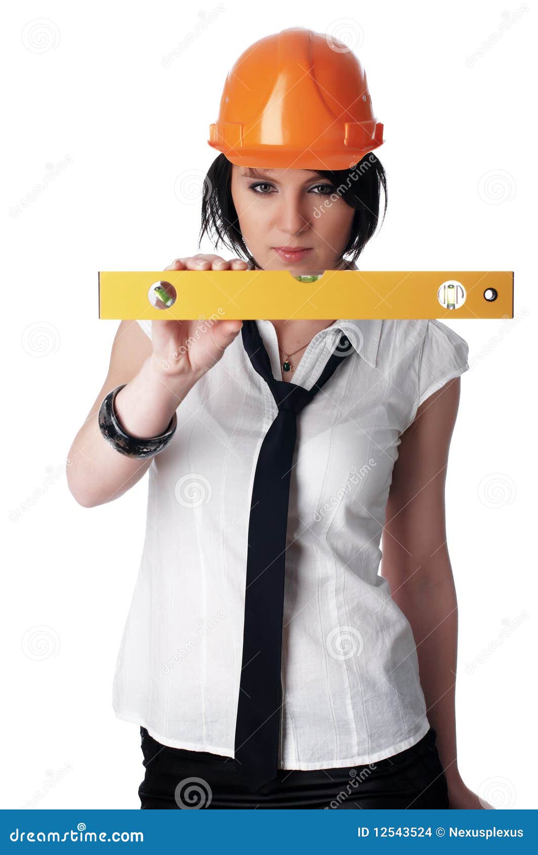 Charming girl the builder stock photo. Image of female - 12543524