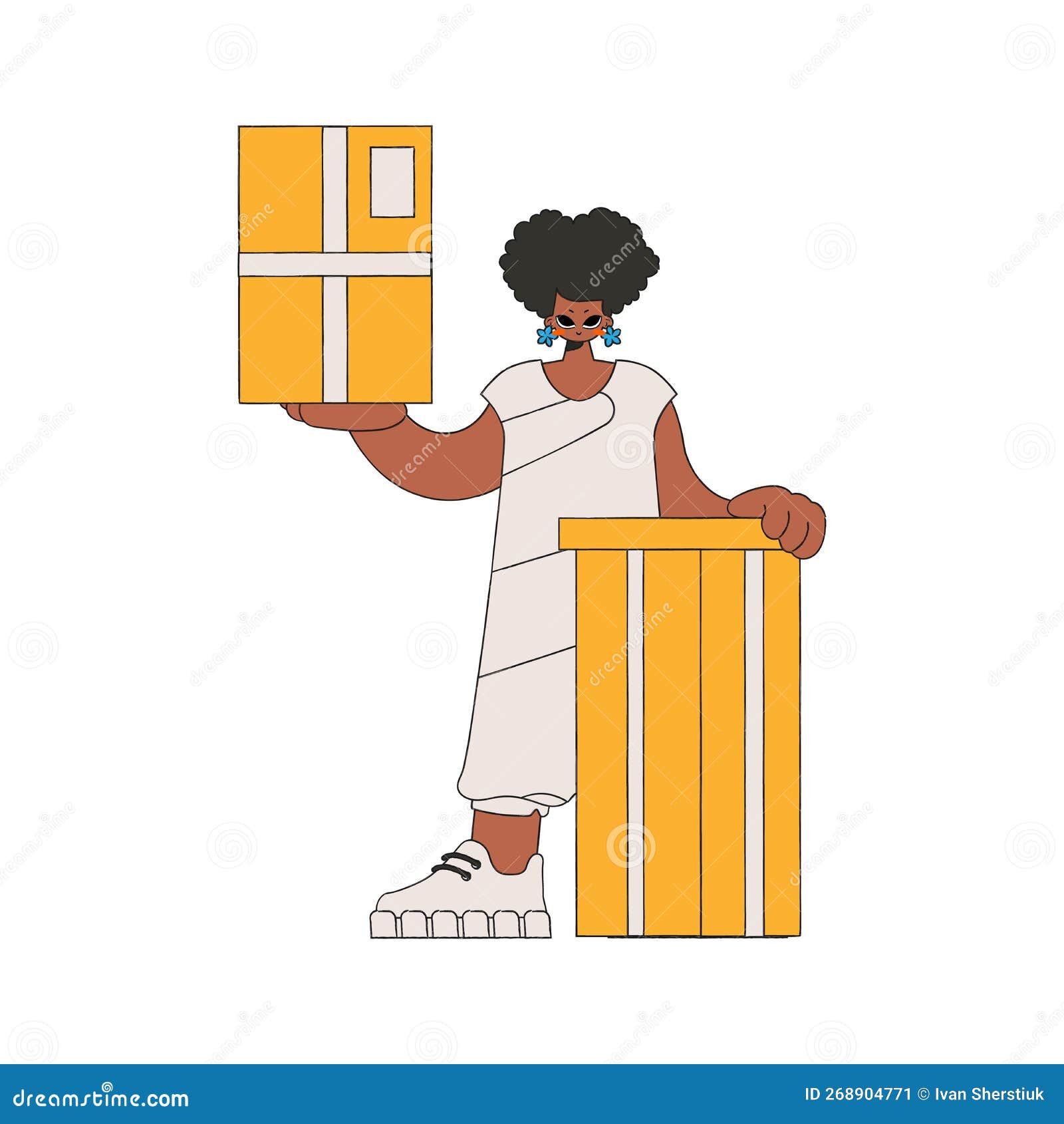 Charming Girl Holding Boxes in Her Hands. Understanding the Process of ...