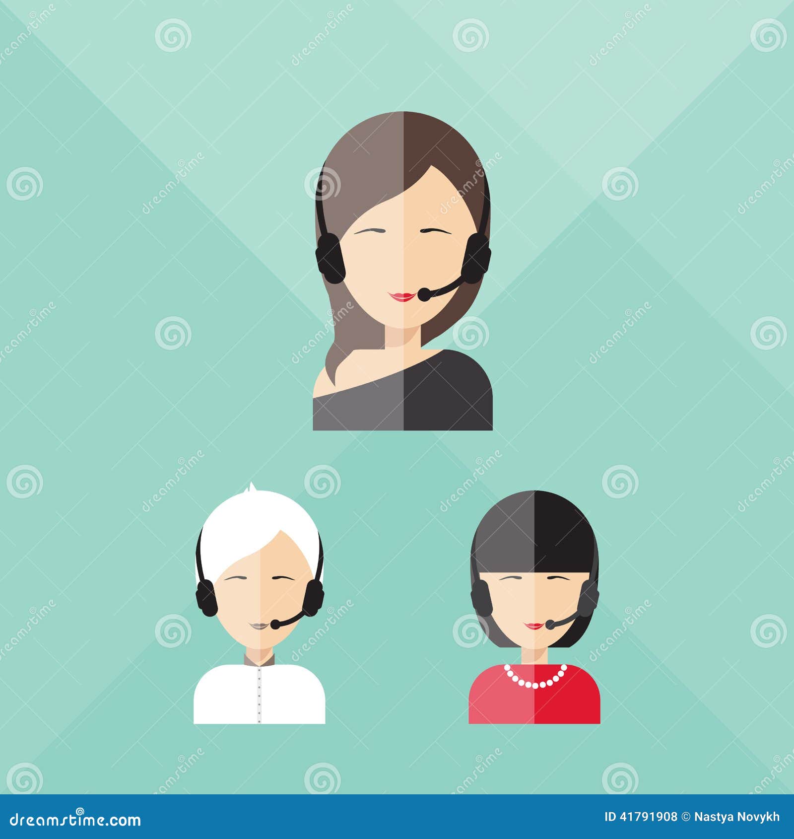Charming Girl Telephone Operator, Call Center. Stock Vector ...