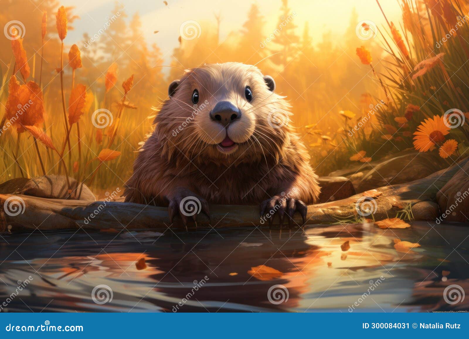 Charming Groundhog Character Emerging from Its Burrow Stock Image ...