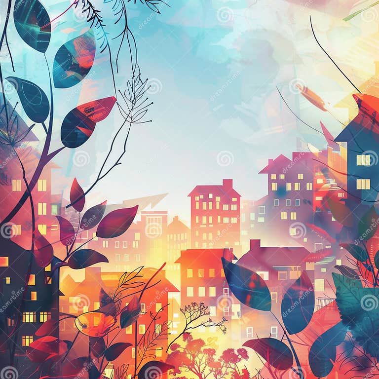 Charming Hand-drawn Cartoon Background with Double Exposure Elements ...