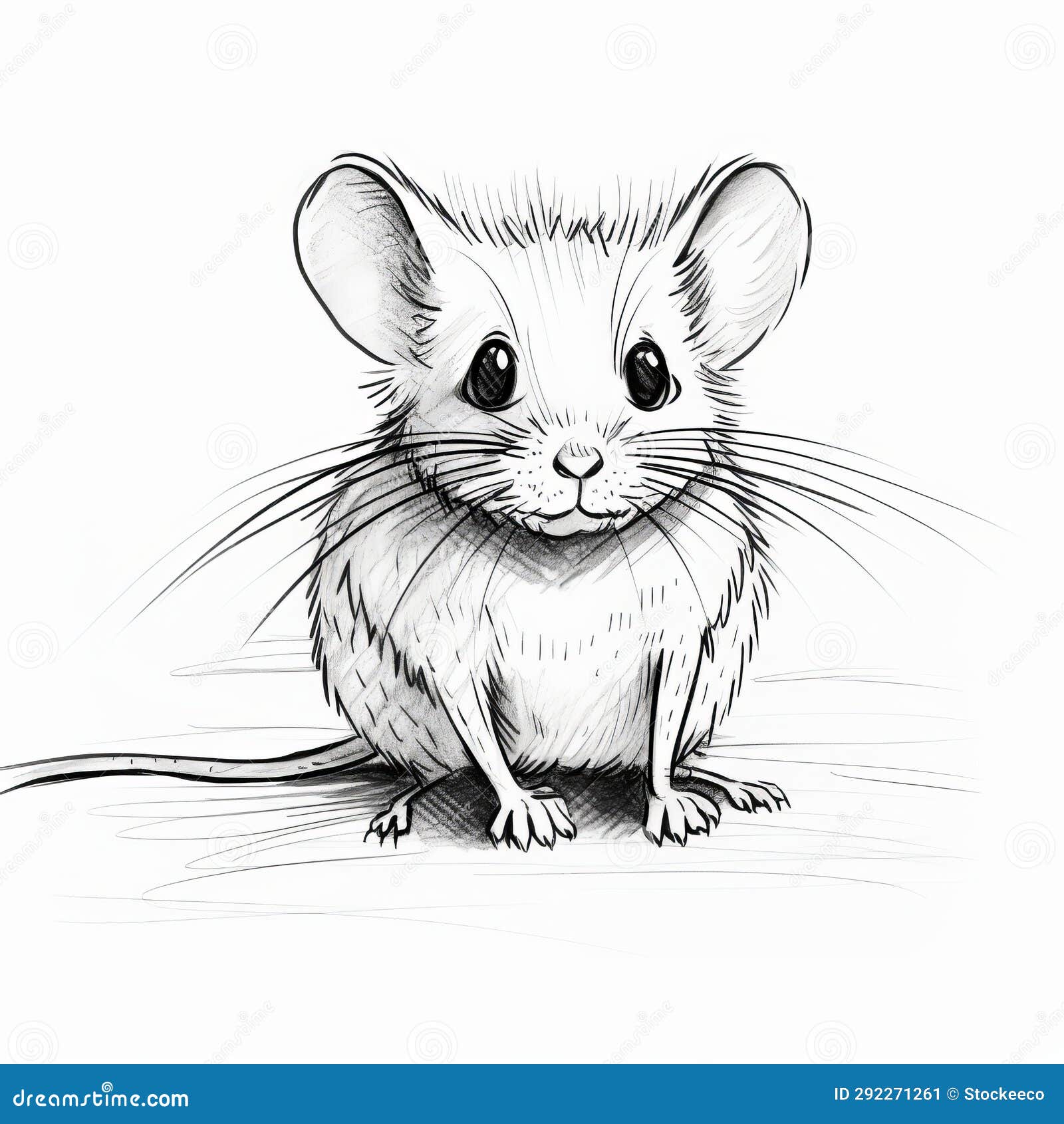 Charming Hand-drawn Mouse Portrait with Realistic and Cartoonish ...