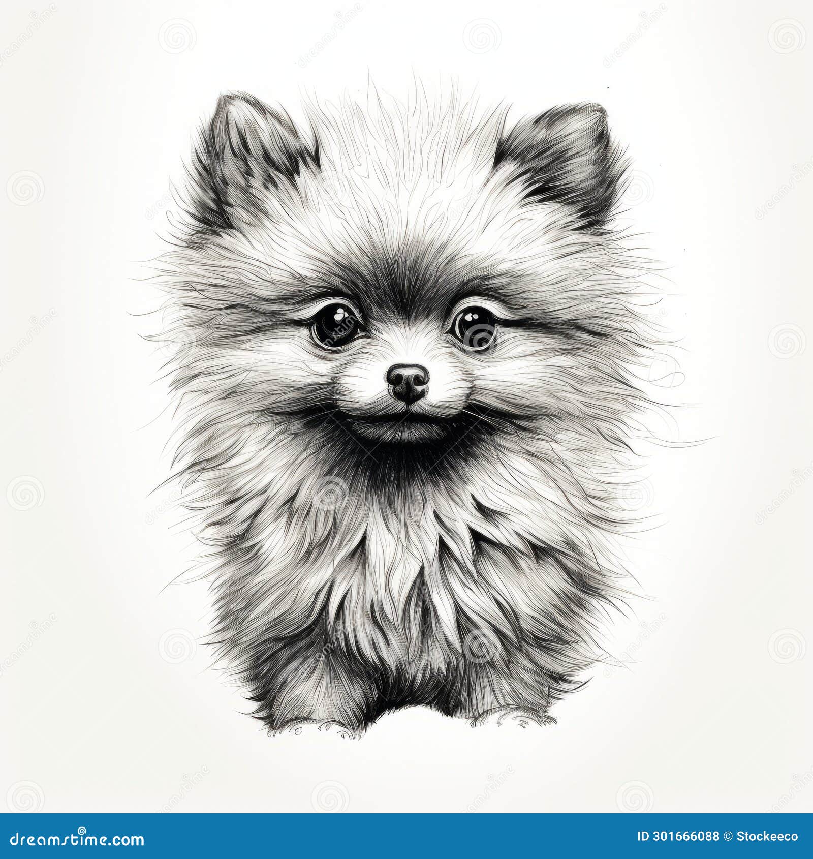 Charming and Hyper-realistic Pomeranian Puppy Drawing Stock ...